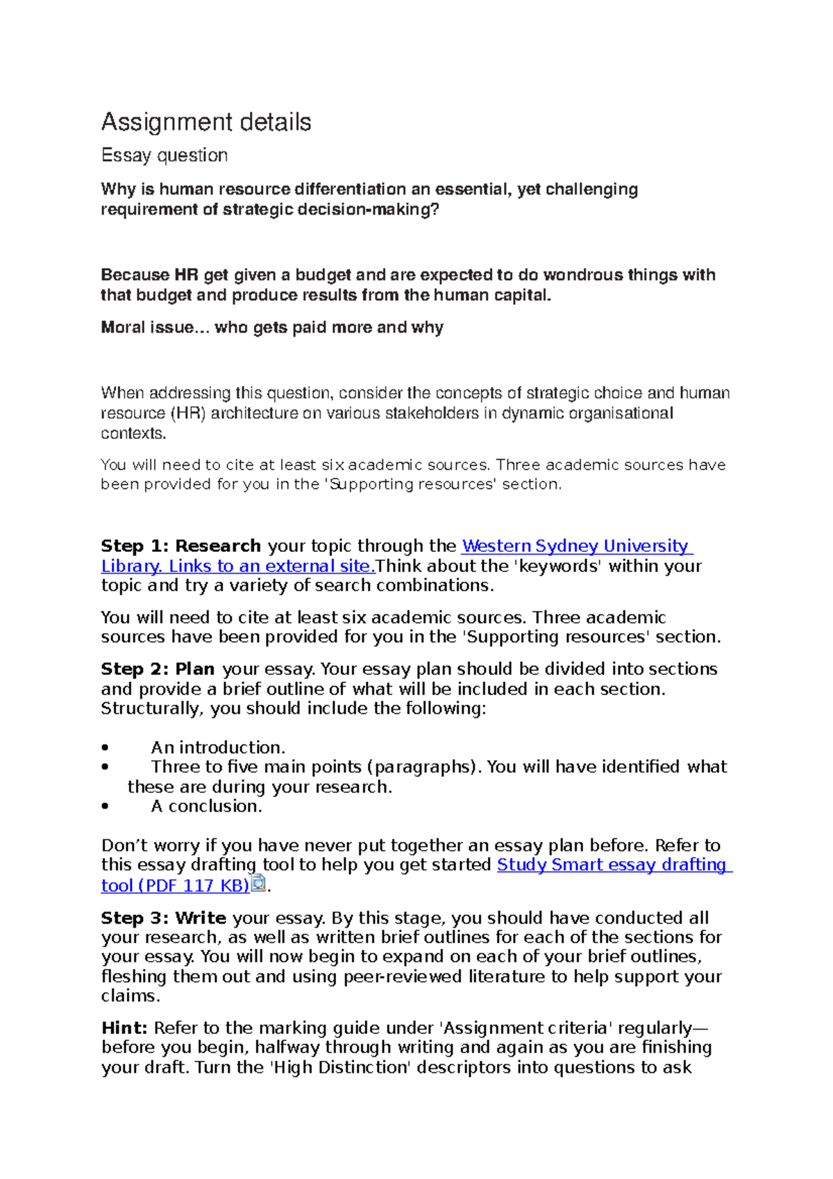 Assignment 1 HR and IR Strategies Essay - Assignment details Essay ...