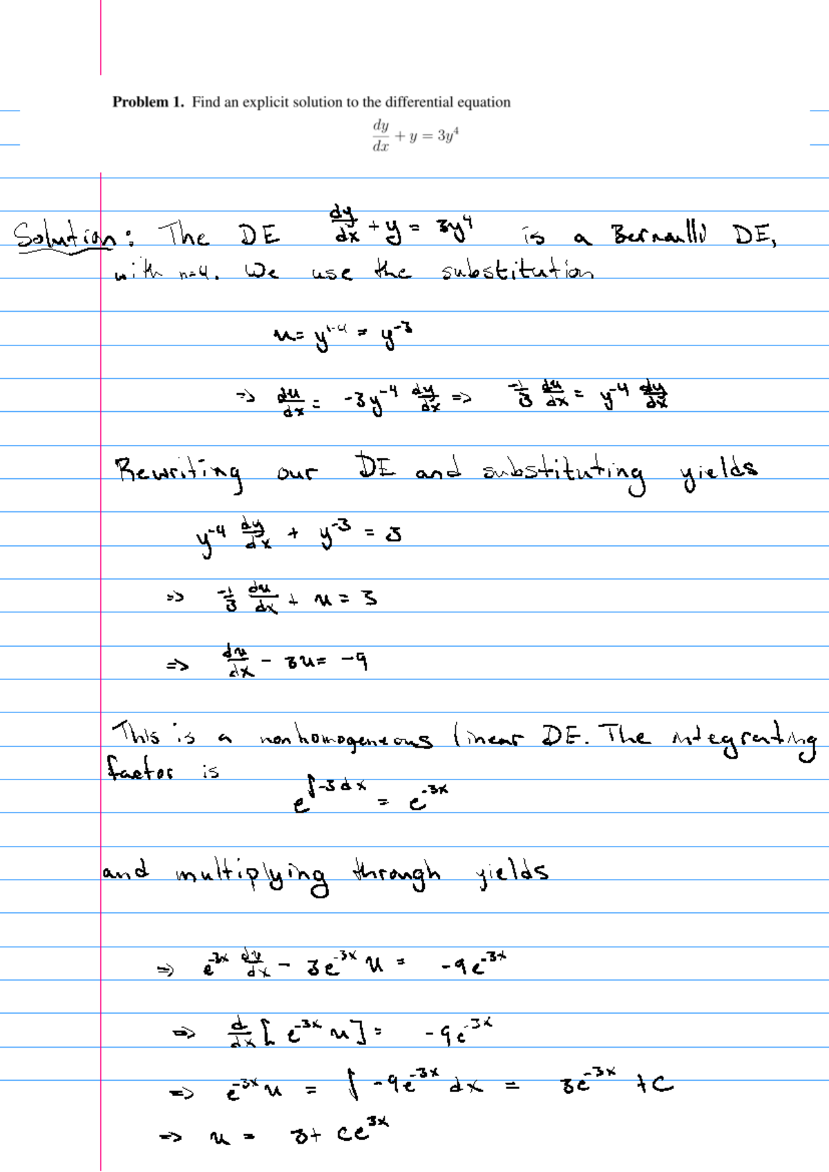 Solutions Midterm 01 V1 Problem 1 Find An Explicit Solution To The Differential Equation Dy