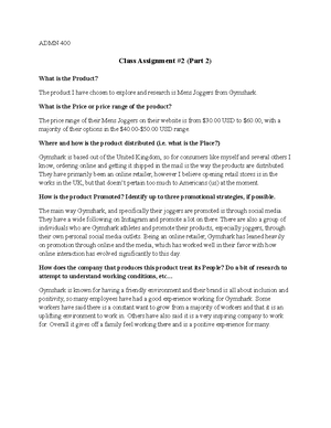 ADMN 400 Class Assignment #3 - ADMN 400 Class Assignment What is the “jobs paradox” David Autor ...