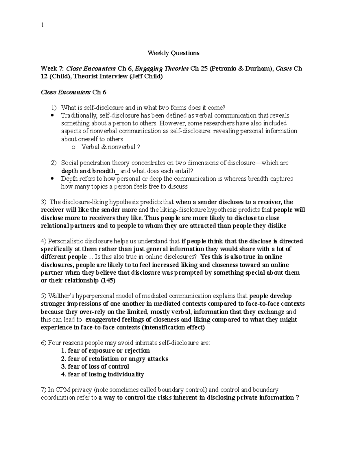 Weekly Questions Week 7 - 1 Weekly Questions Week 7: Close Encounters ...