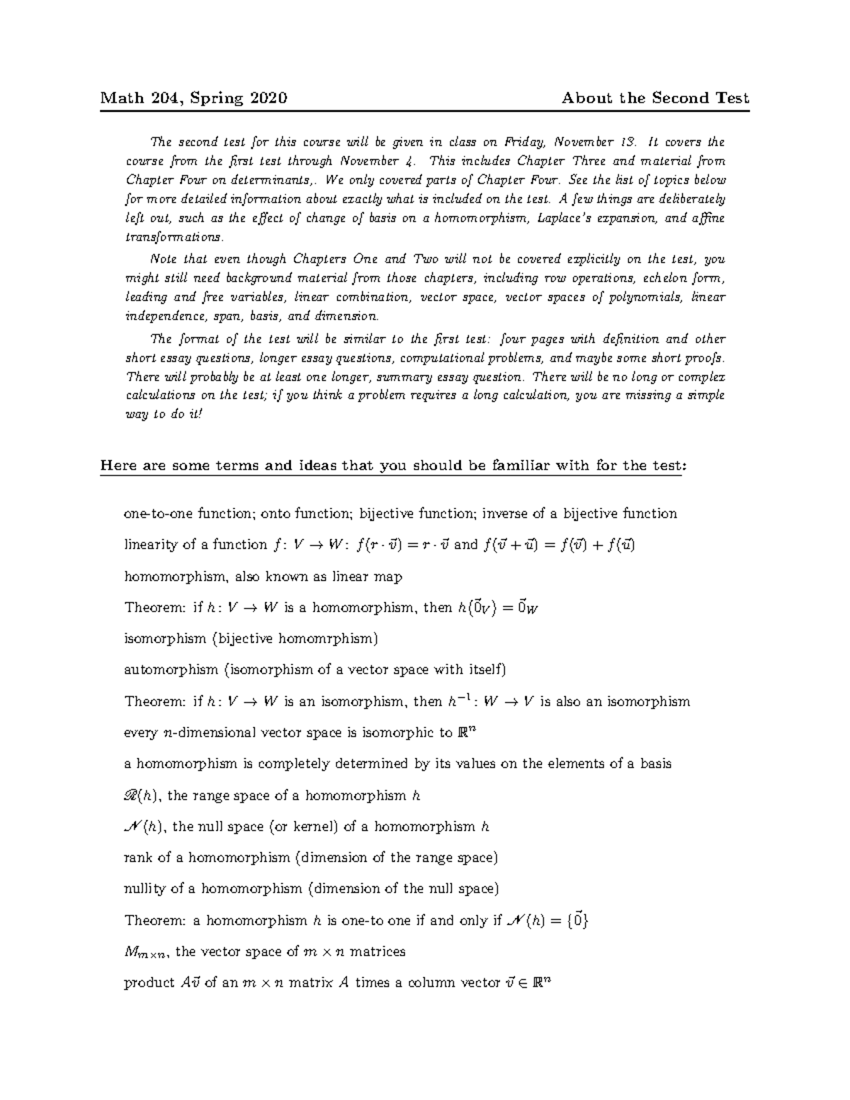 Test2info - Math 204, Spring 2020 About the Second Test The second test ...