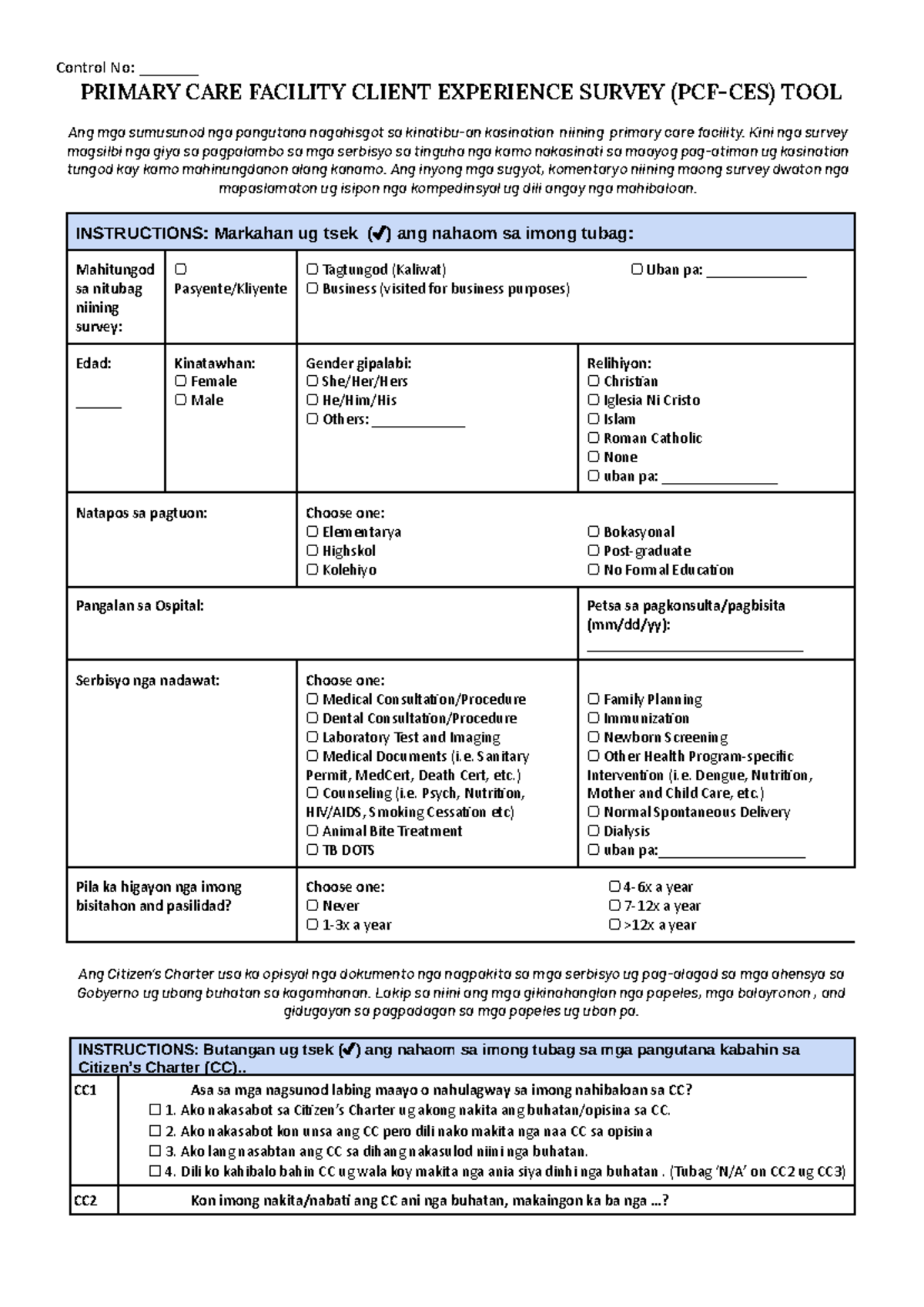 Bisaya-PCF-CES-Tool-Updated-05 17 2023-1 - Control No: _______ PRIMARY ...