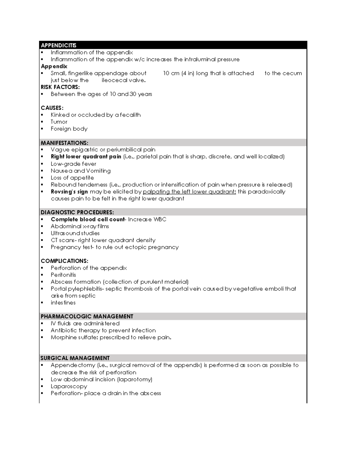 Appendicitis - APPENDICITIS Inflammation of the appendix Inflammation ...