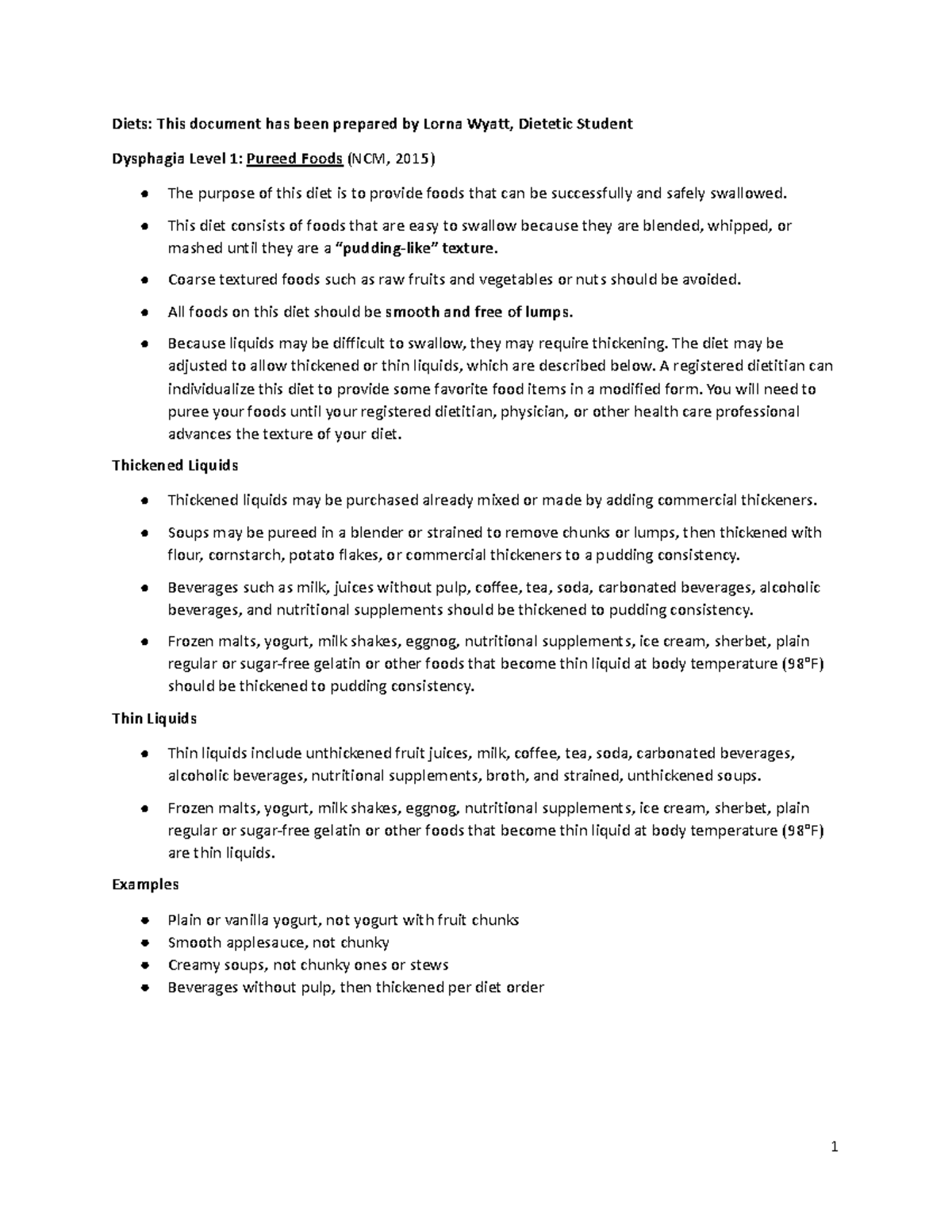 Altered Diets from NCM - Diets: This document has been prepared by ...