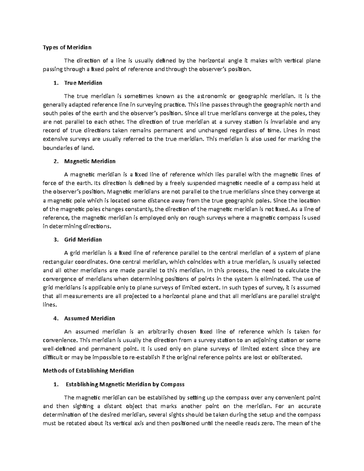 Types of Meridian - Variations in Magnetic Declination - Types of ...