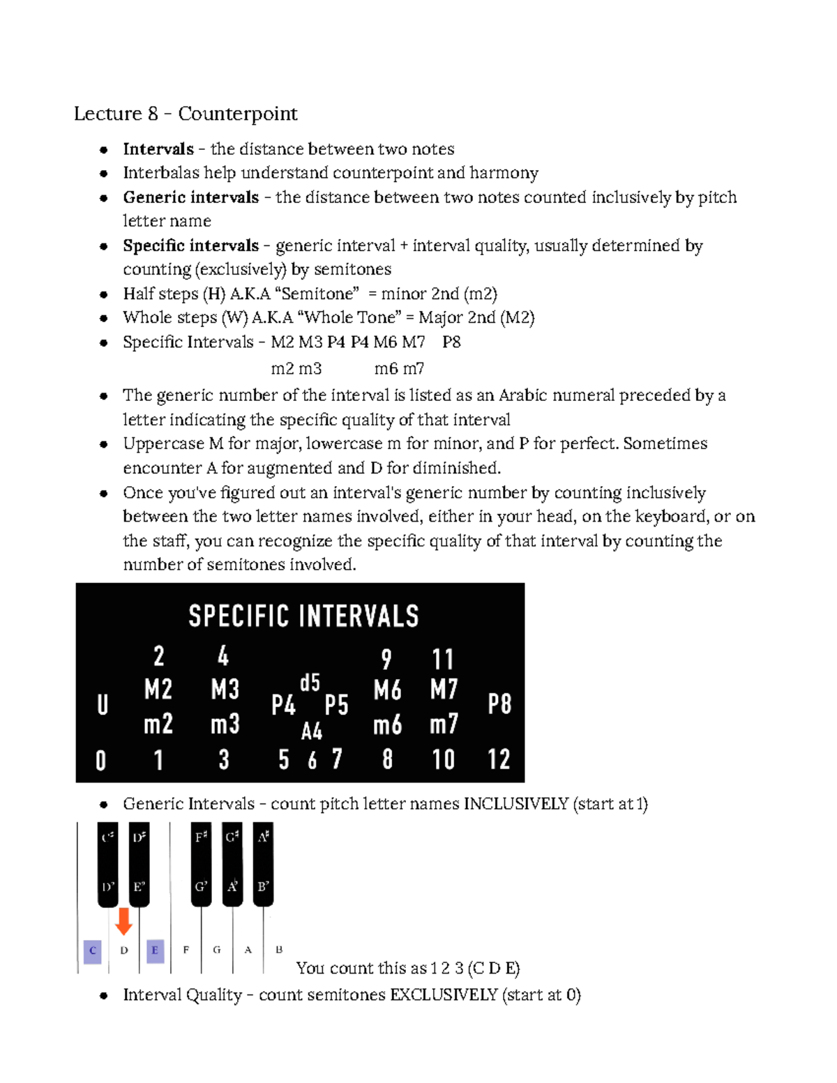 Lecture 8 - Counterpoint - Lecture 8 - Counterpoint Intervals - the ...