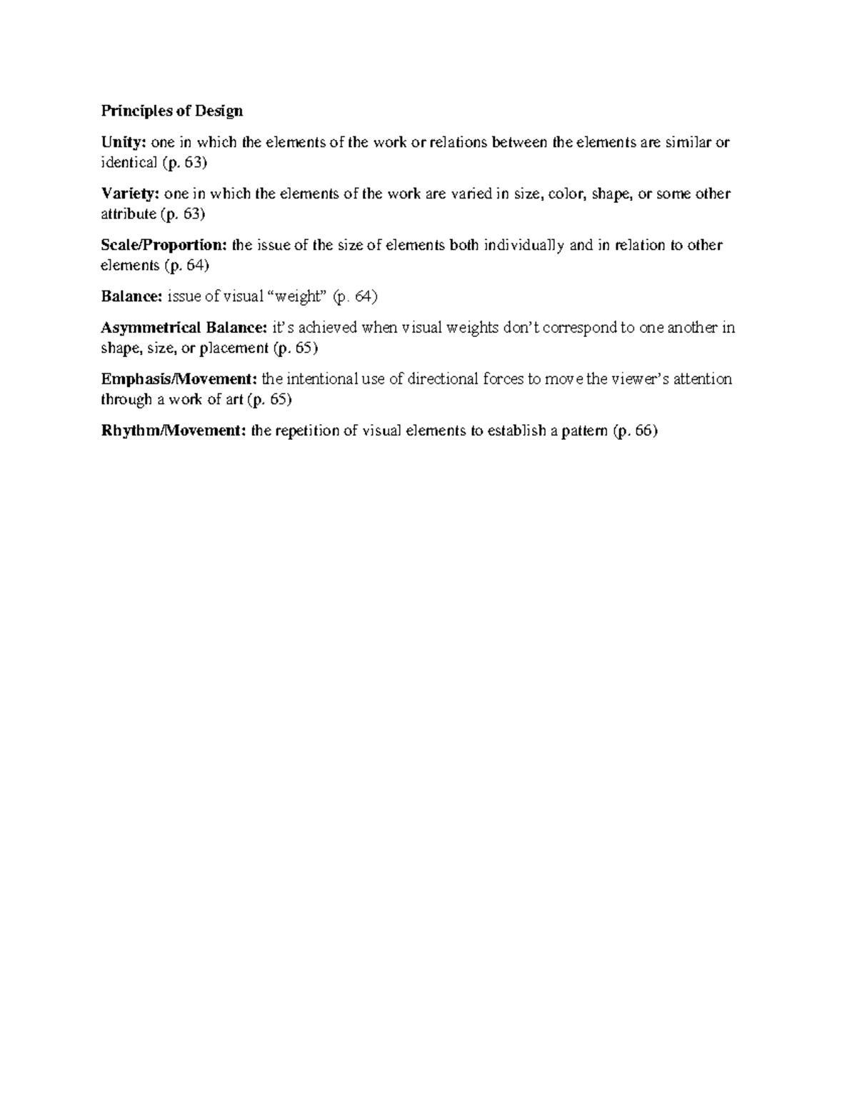 Principles of Design, Definitions - Principles of Design Unity: one in ...