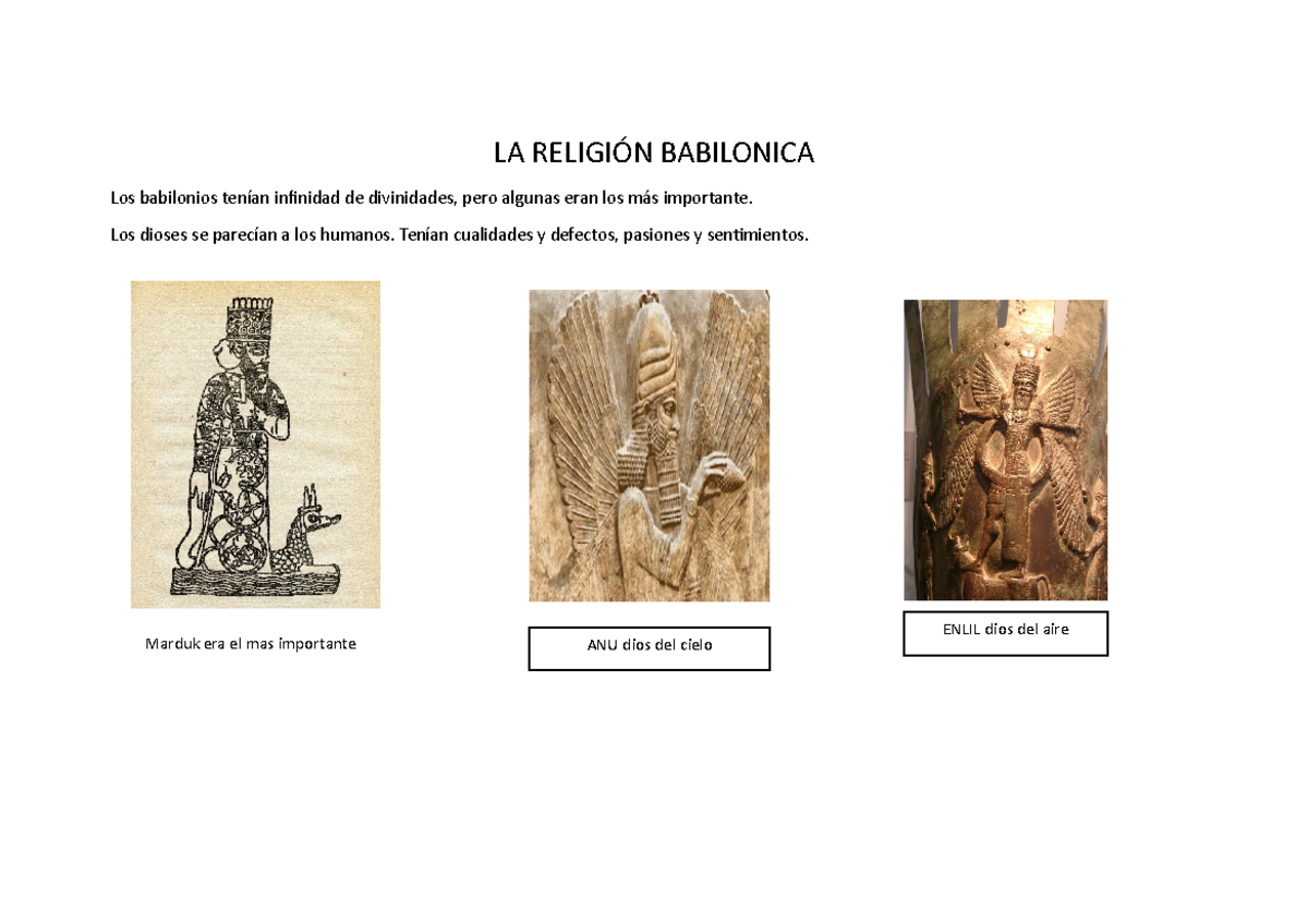 LA Religión Babilonica - LA RELIGIÓN BABILONICA Los babilonios tenían ...