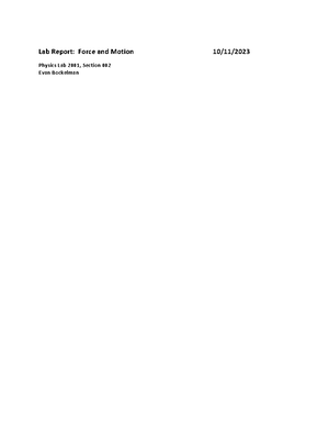 Lab 06 Records - Post lab report - Physics Lab # Lab 06: Force and ...