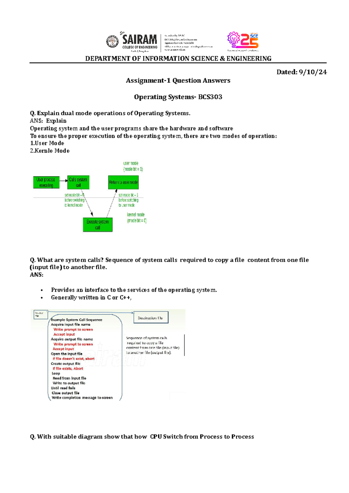 Os Bcs303 Assignement Qas1 Dated 910 Assignment 1 Question Answers Operating Systems Bcs