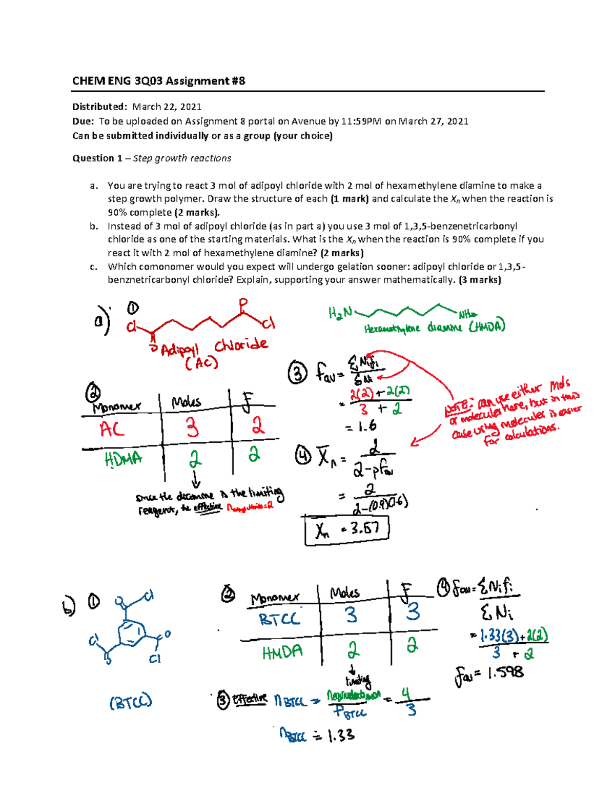 CHEM ENG 3Q03 Assignment 8 Answer Key - CHEM ENG 3Q03 Assignment ...