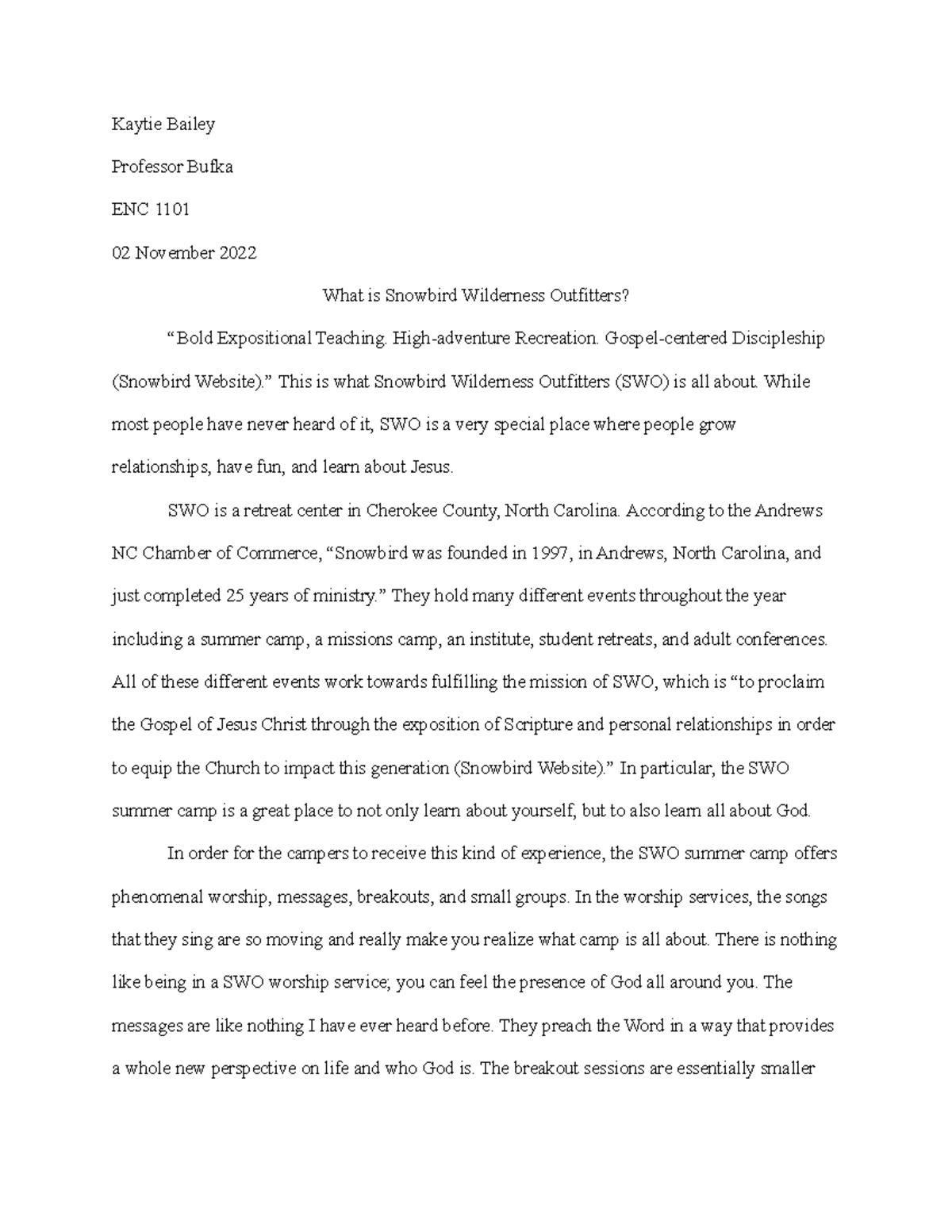 Final Sharing What You Know Paper - Kaytie Bailey - Kaytie Bailey ...