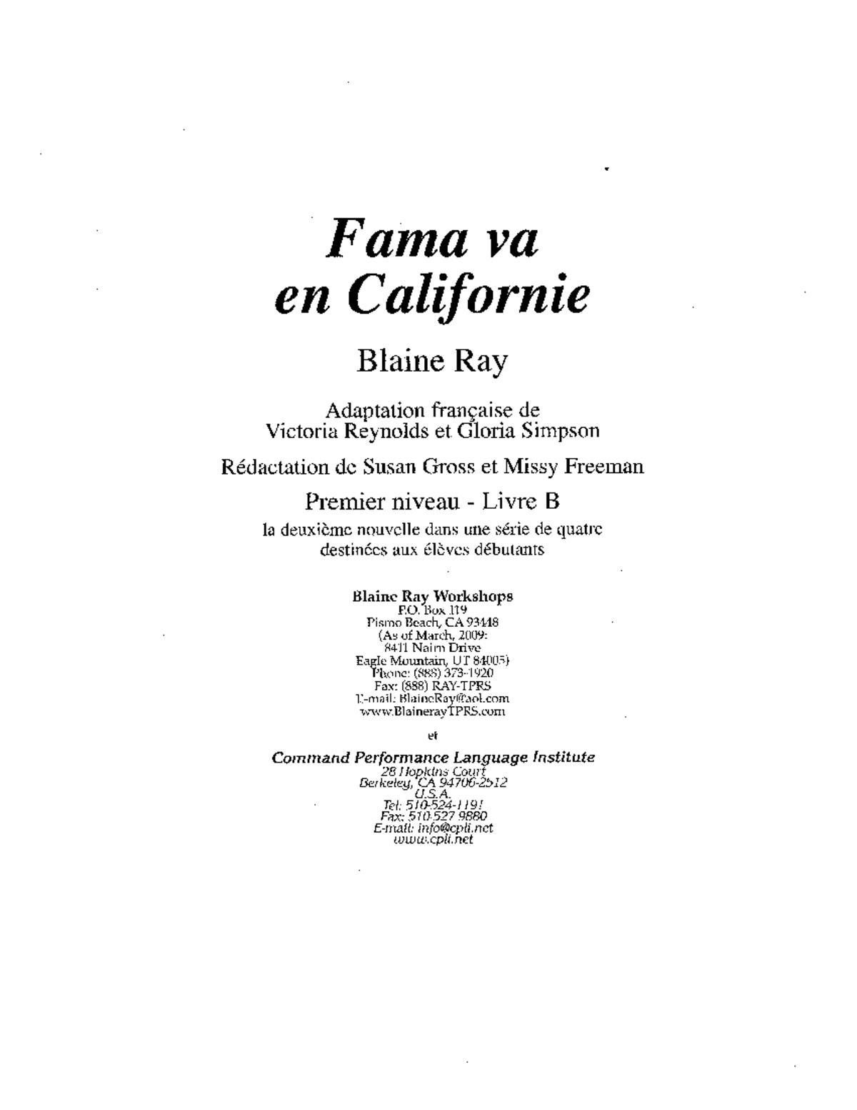 Fama+Va+en+Californie - S-111B - Studocu