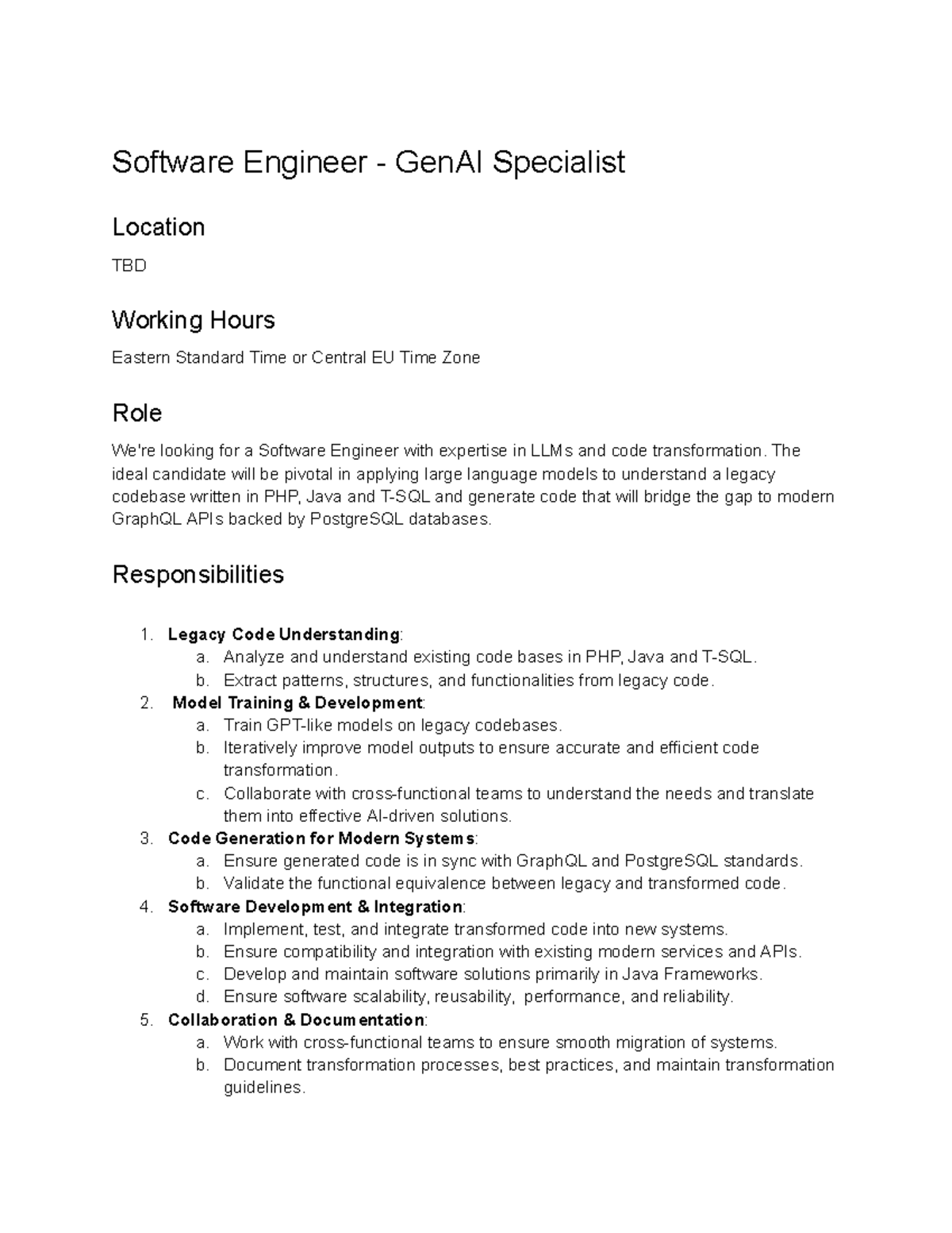Software Engineer - Gen AI Specialist - Software Engineer - GenAI ...