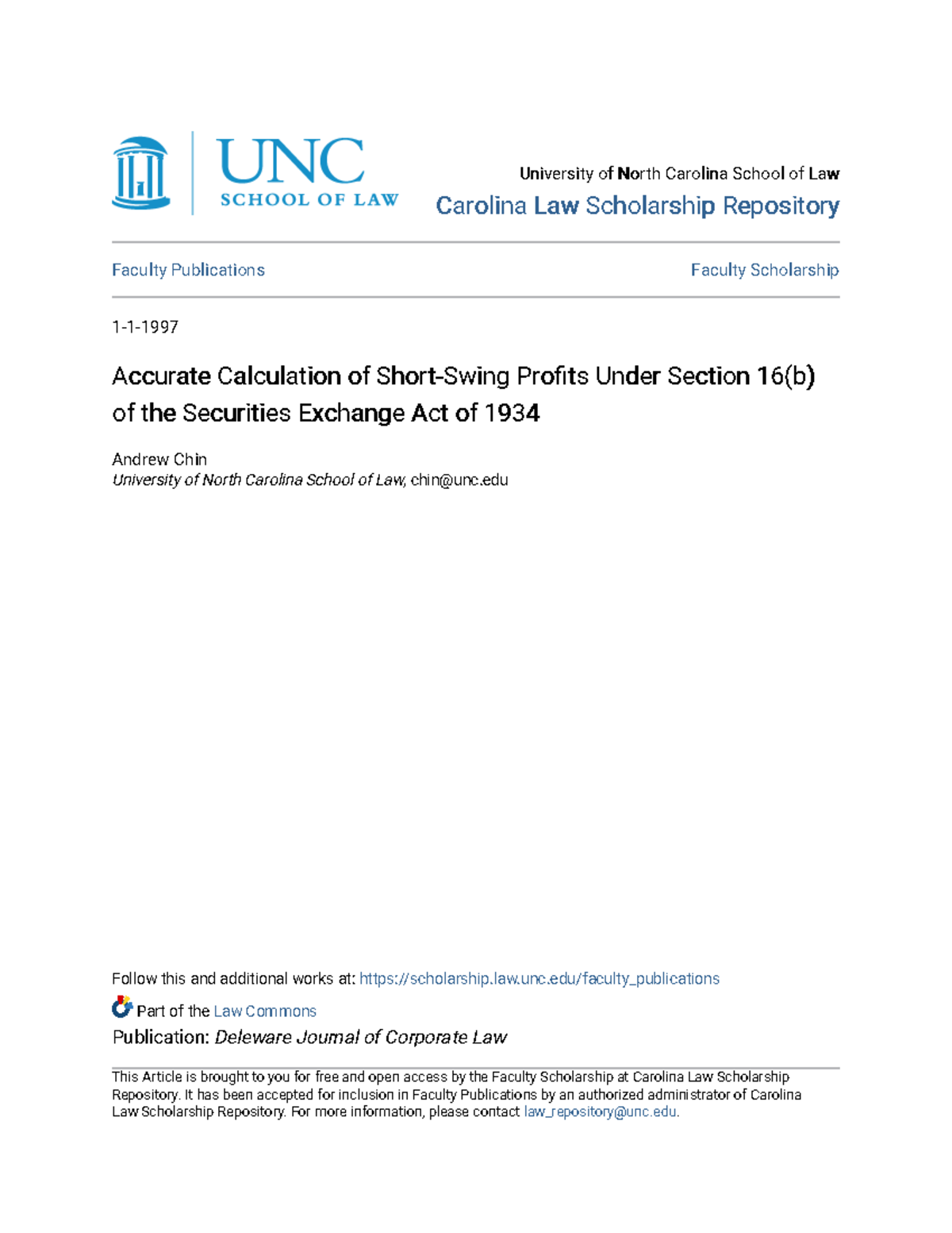 Accurate Calculation of Short-Swing Profits Under Section 16(b) - law ...