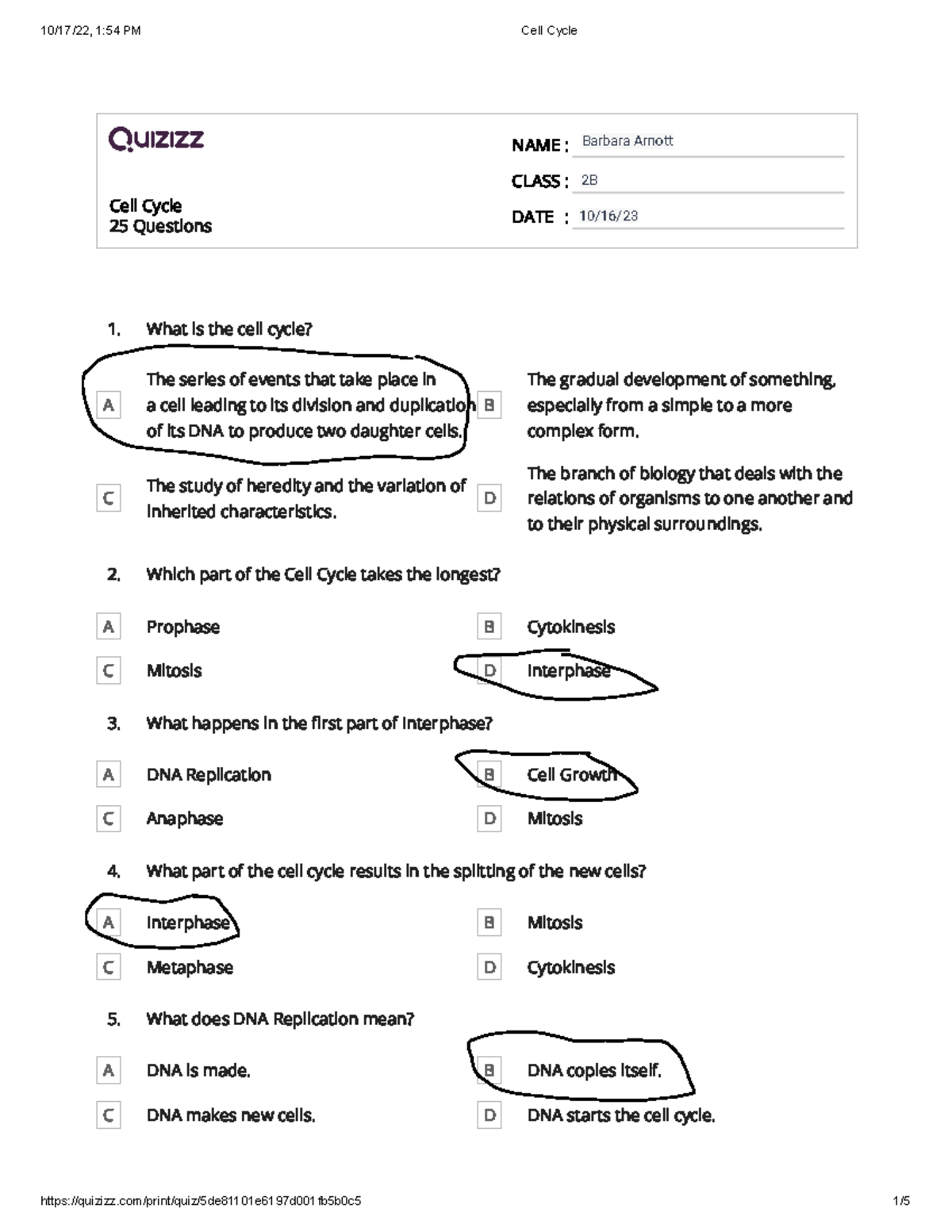 Kami Export - Barbara Arnott - Cell Cycle - Cell Cycle 25 Questions ...