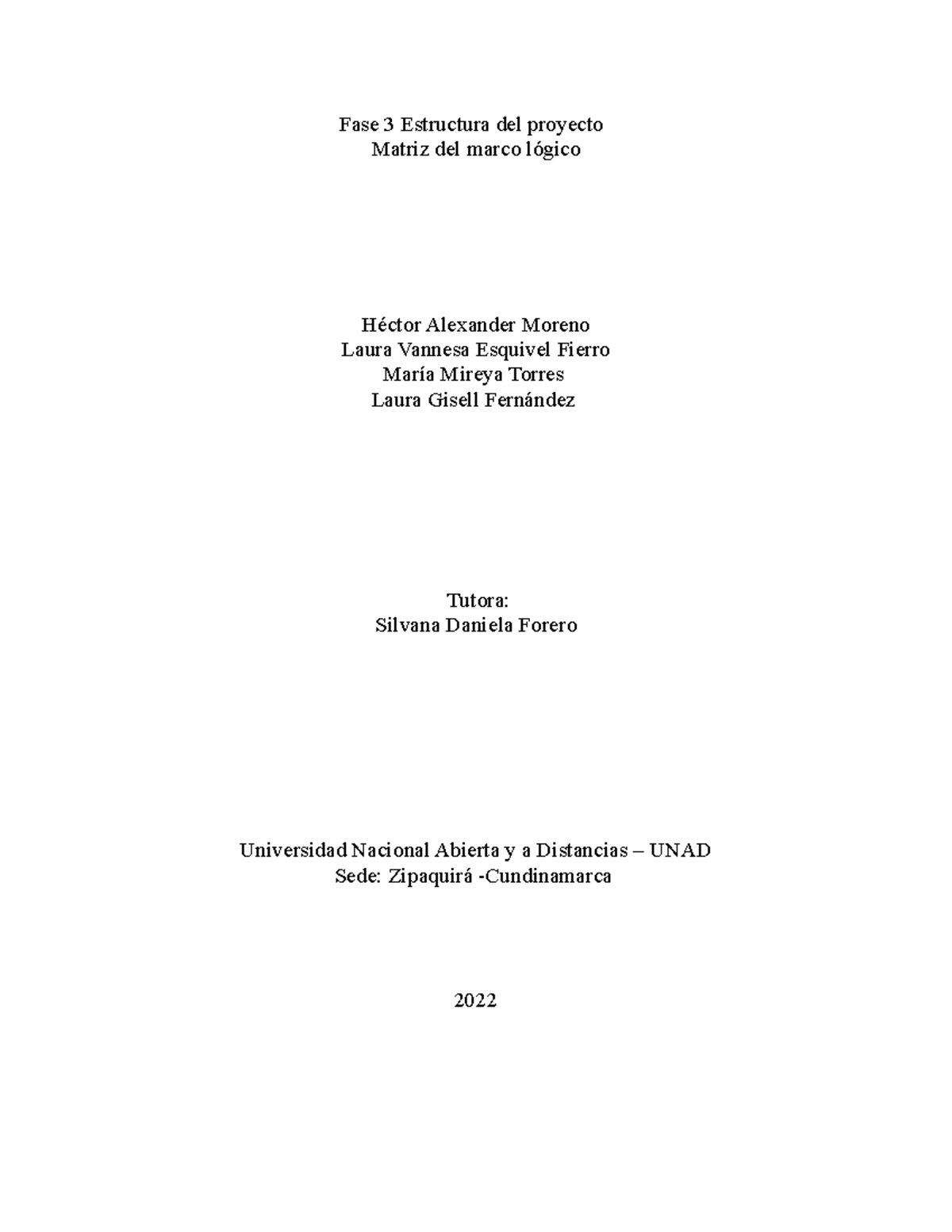 Fase 3 Estructura del proyecto - Fase 3 Estructura del proyecto Matriz ...