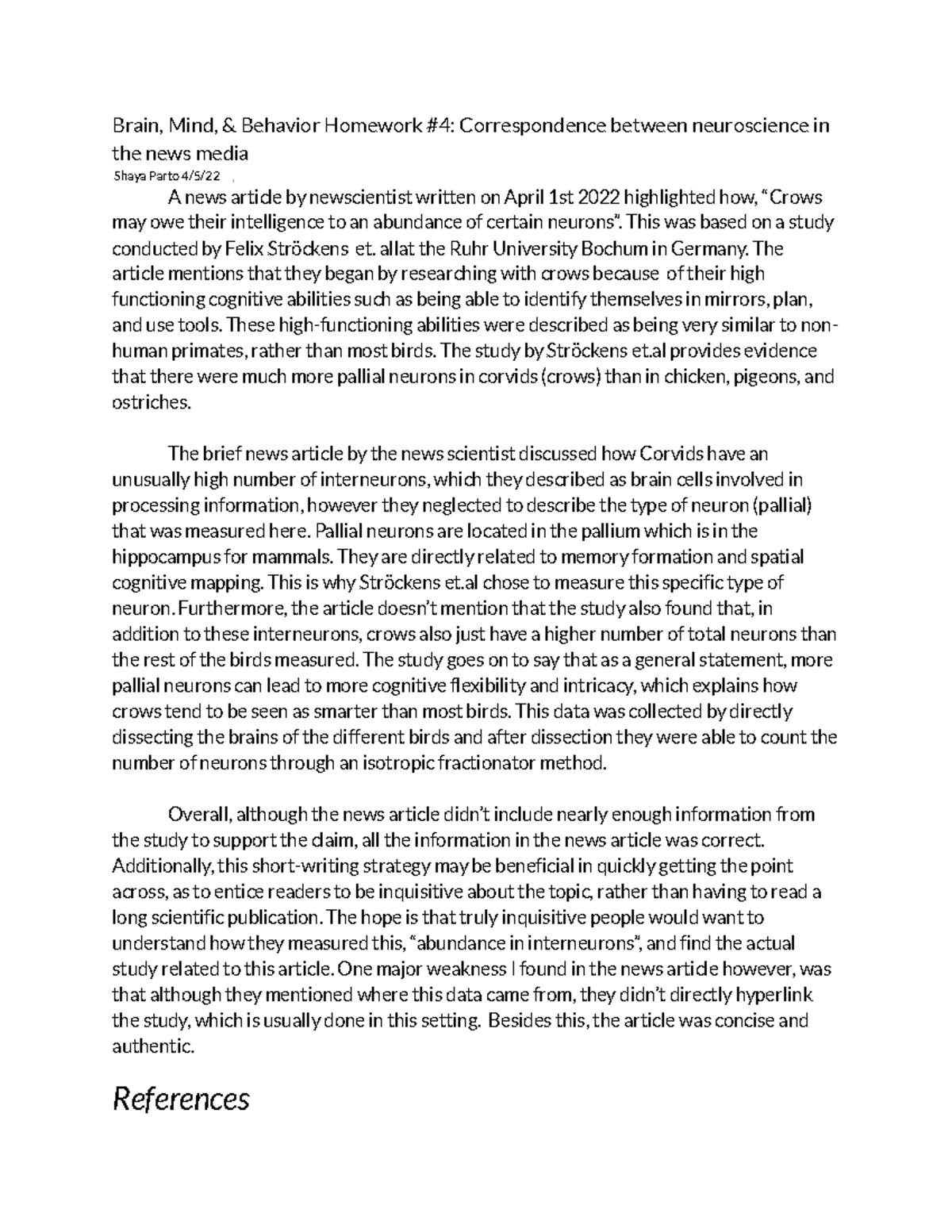 Brain, Mind, Behavior Homework #4 Correspondence between neuroscience ...