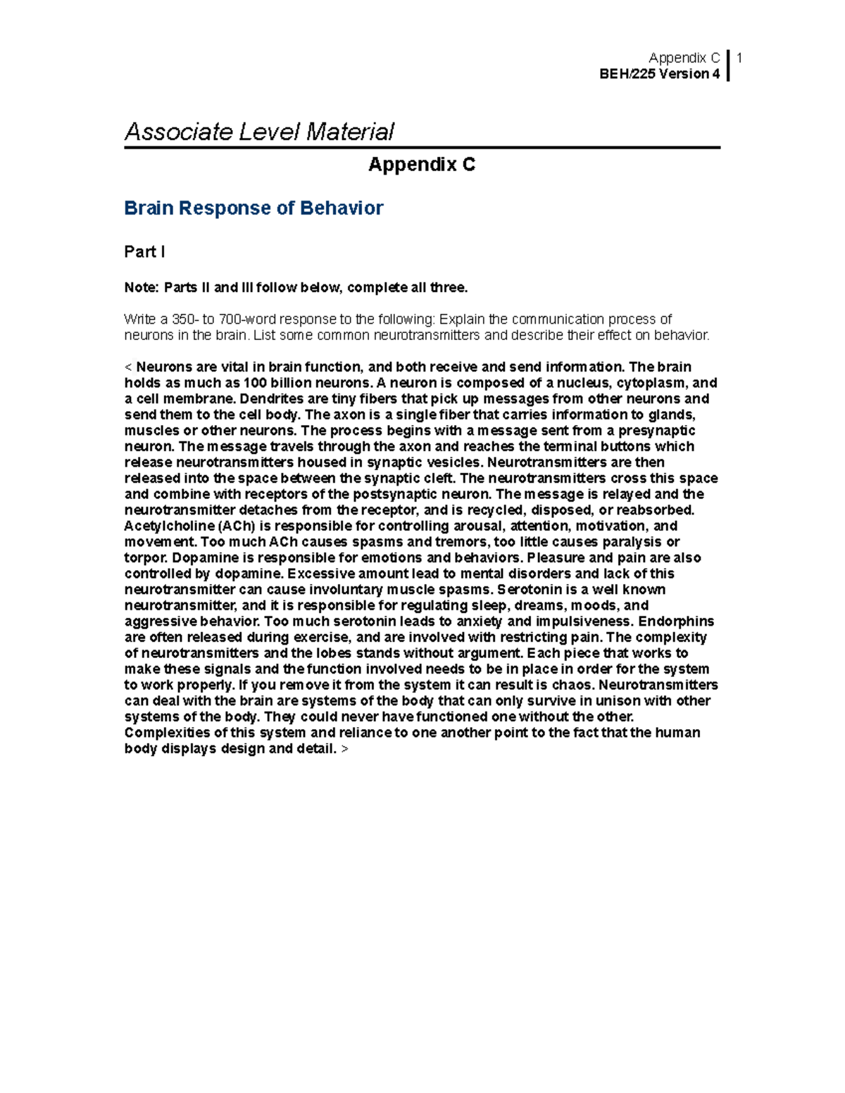 Beh225 appendix c - Classroom assignments - BEH/225 Version 4 Associate ...