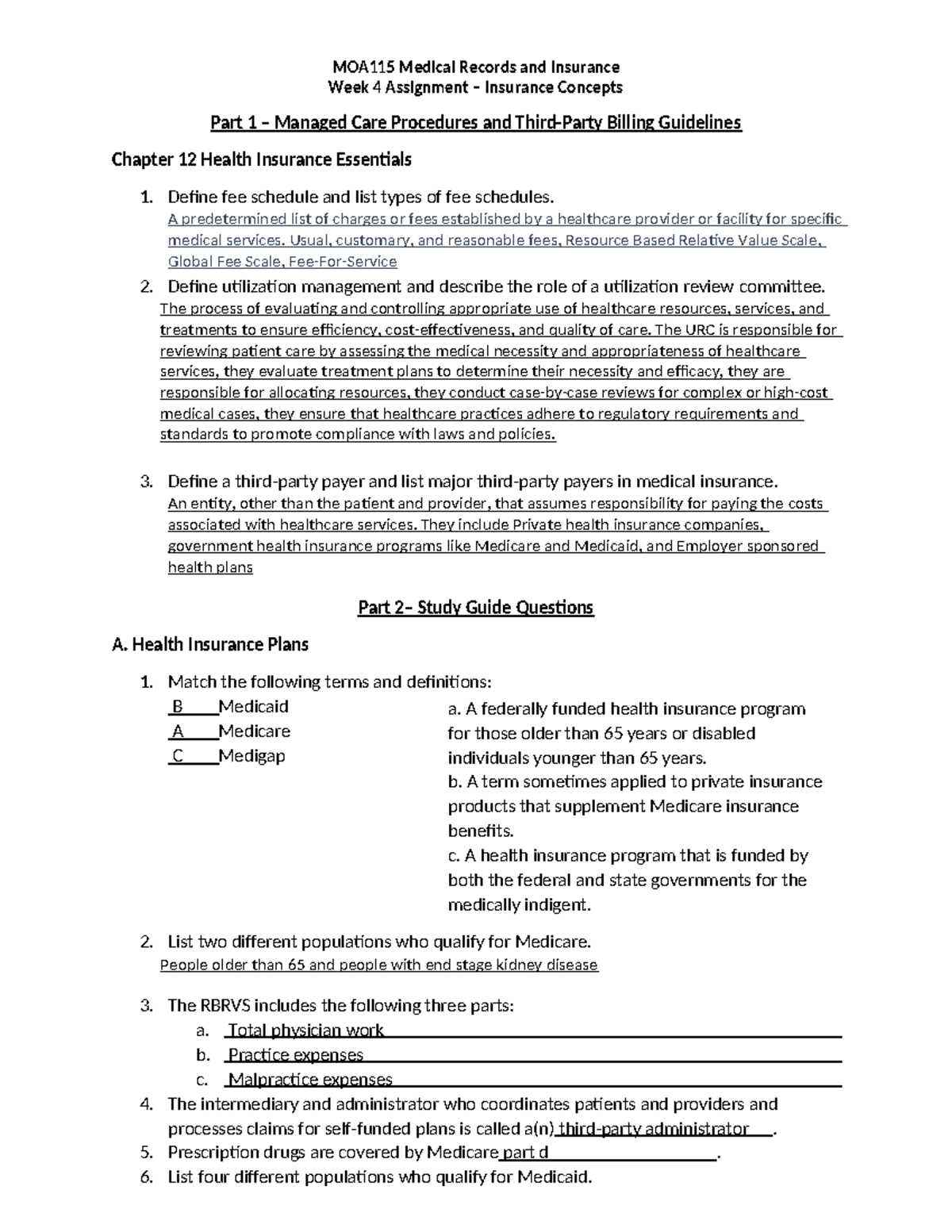 Week 4 Assignment Insurance Concepts - Week 4 Assignment – Insurance ...