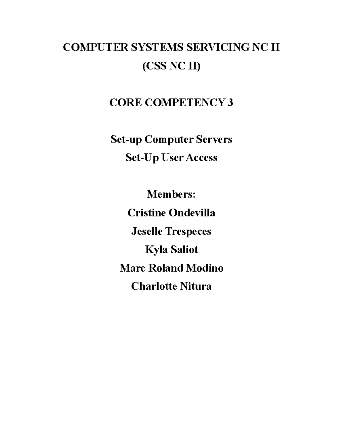 Practical Researc 12 - COMPUTER SYSTEMS SERVICING NC II (CSS NC II) CORE COMPETENCY 3 Set-up ...