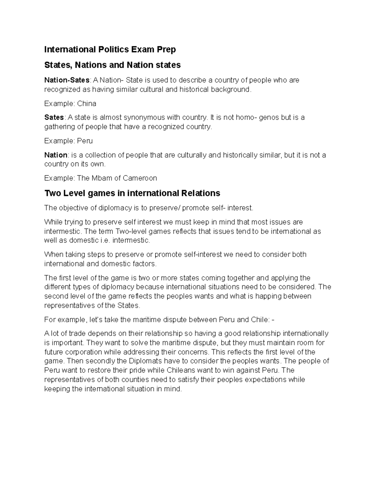 International Politics Exam Prep - International Politics Exam Prep ...