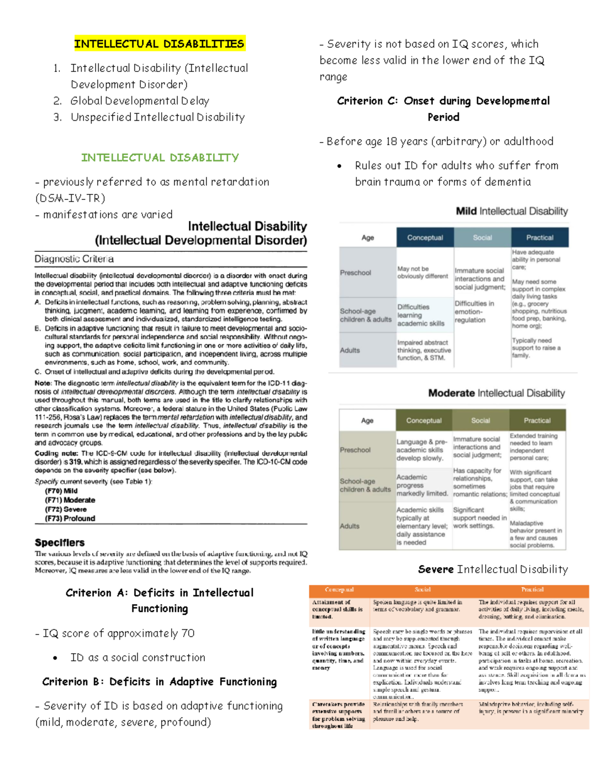 Midterm Abnormal Psychology - INTELLECTUAL DISABILITIES 1. Intellectual ...