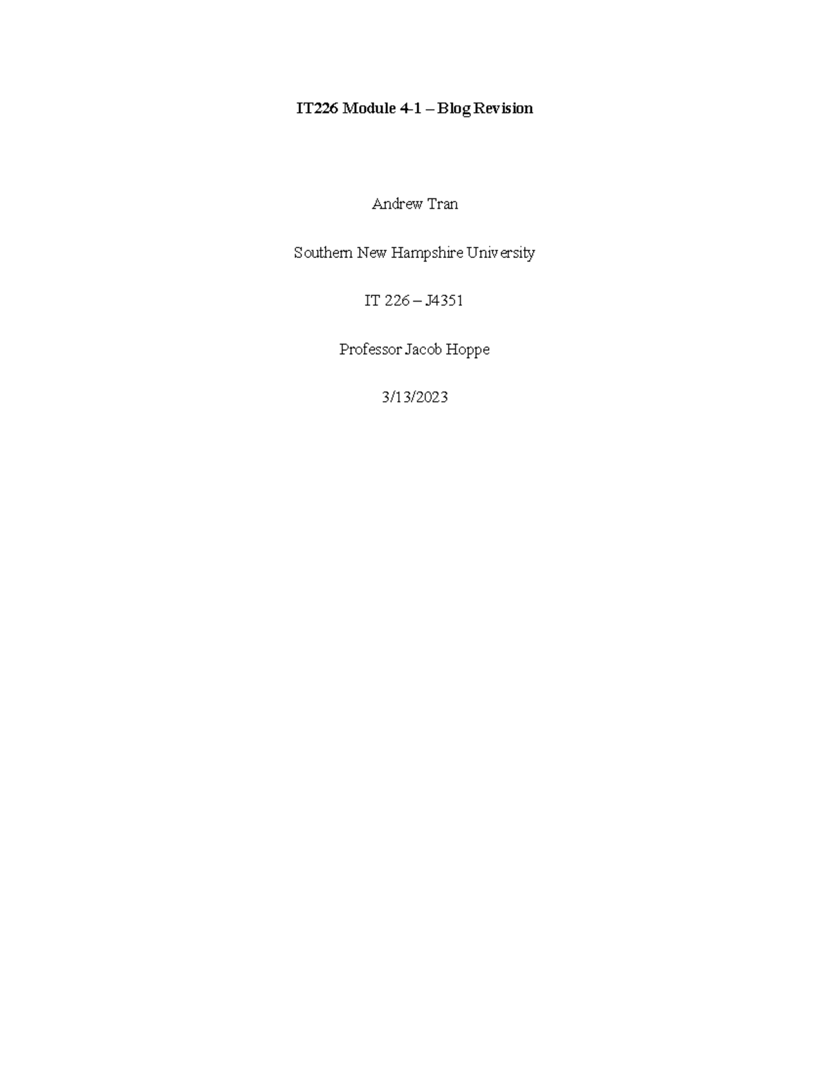 IT226 Module 4-1 – Blog Revision - IT226 Module 4-1 – Blog Revision ...