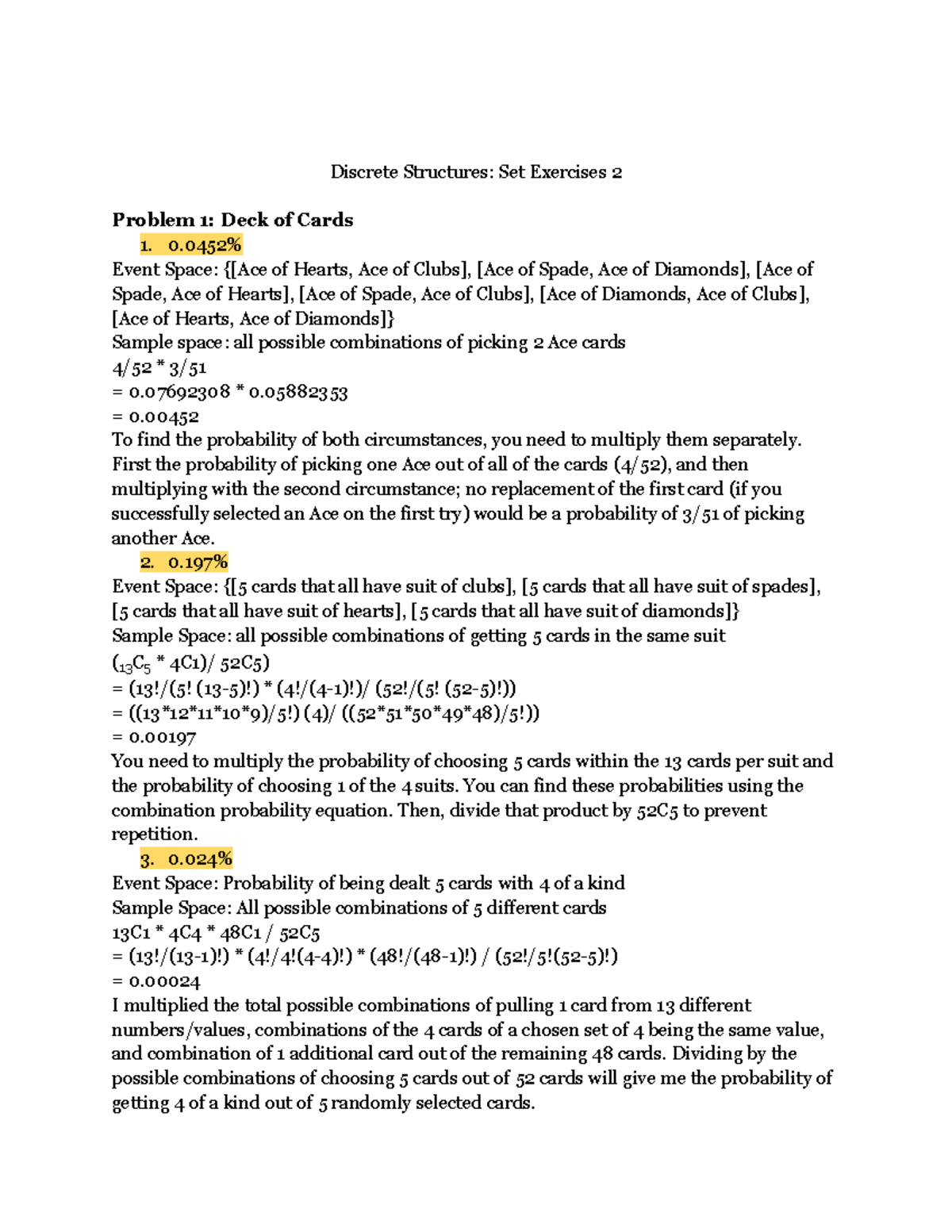 Discrete ae2 - Contains solutions to problems covering concepts of combination, permutations ...