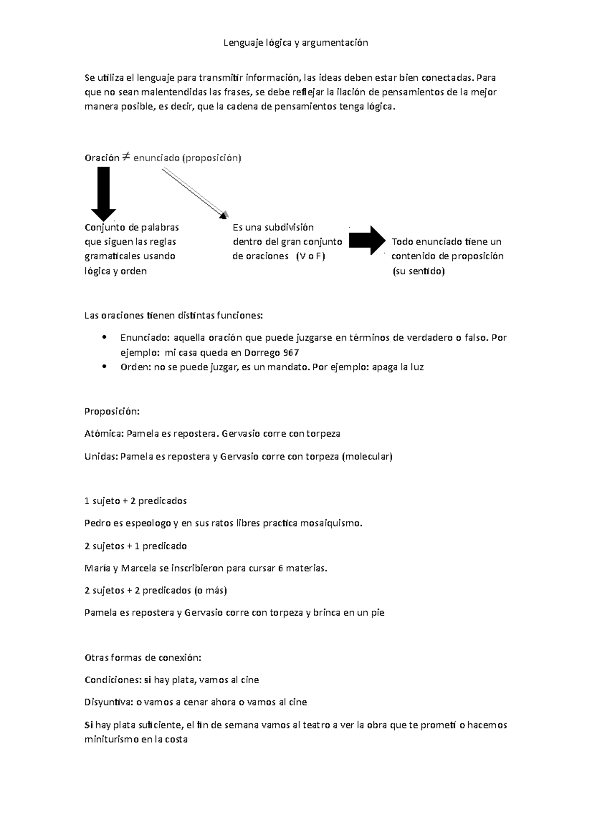 Lenguaje, logica y argumentacion - Lenguaje lógica y argumentación Se utiliza el lenguaje para ...