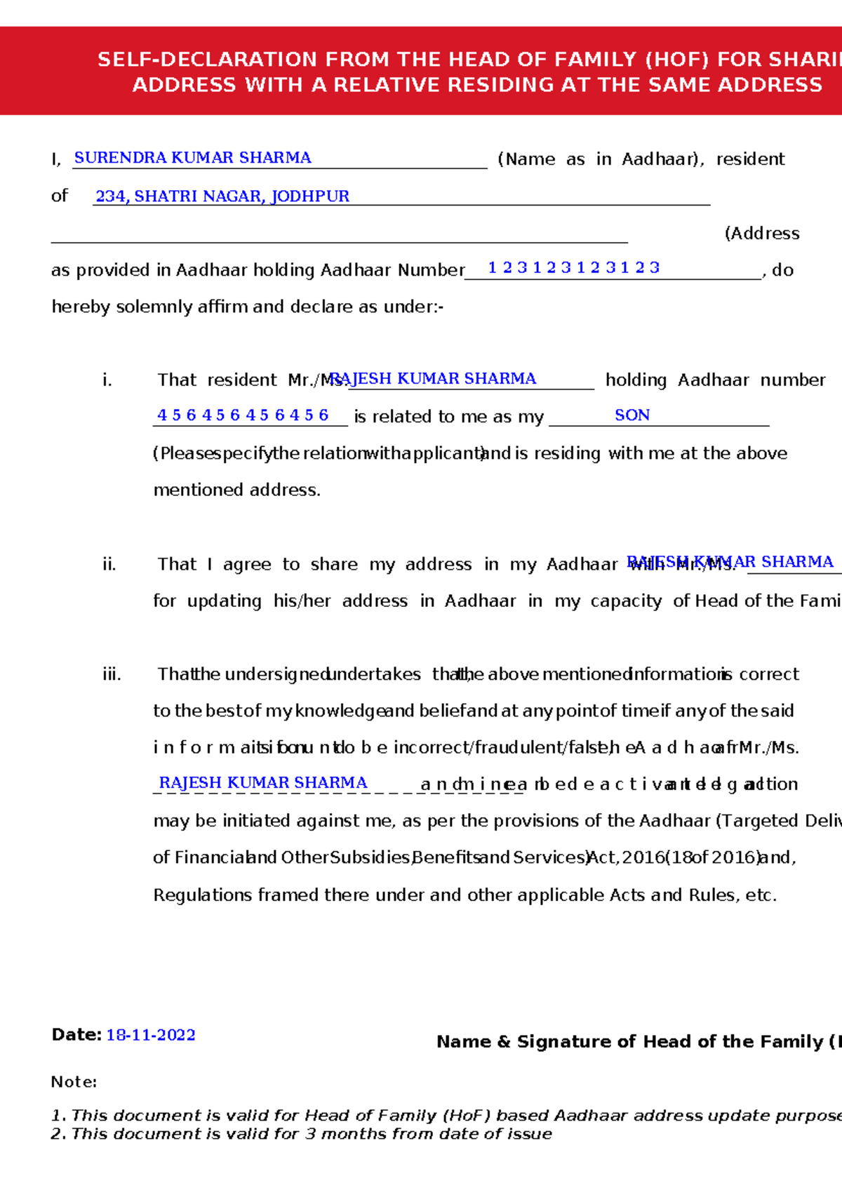 SELF Declaration - 1666852835 - SELF-DECLARATION FROM THE HEAD OF ...