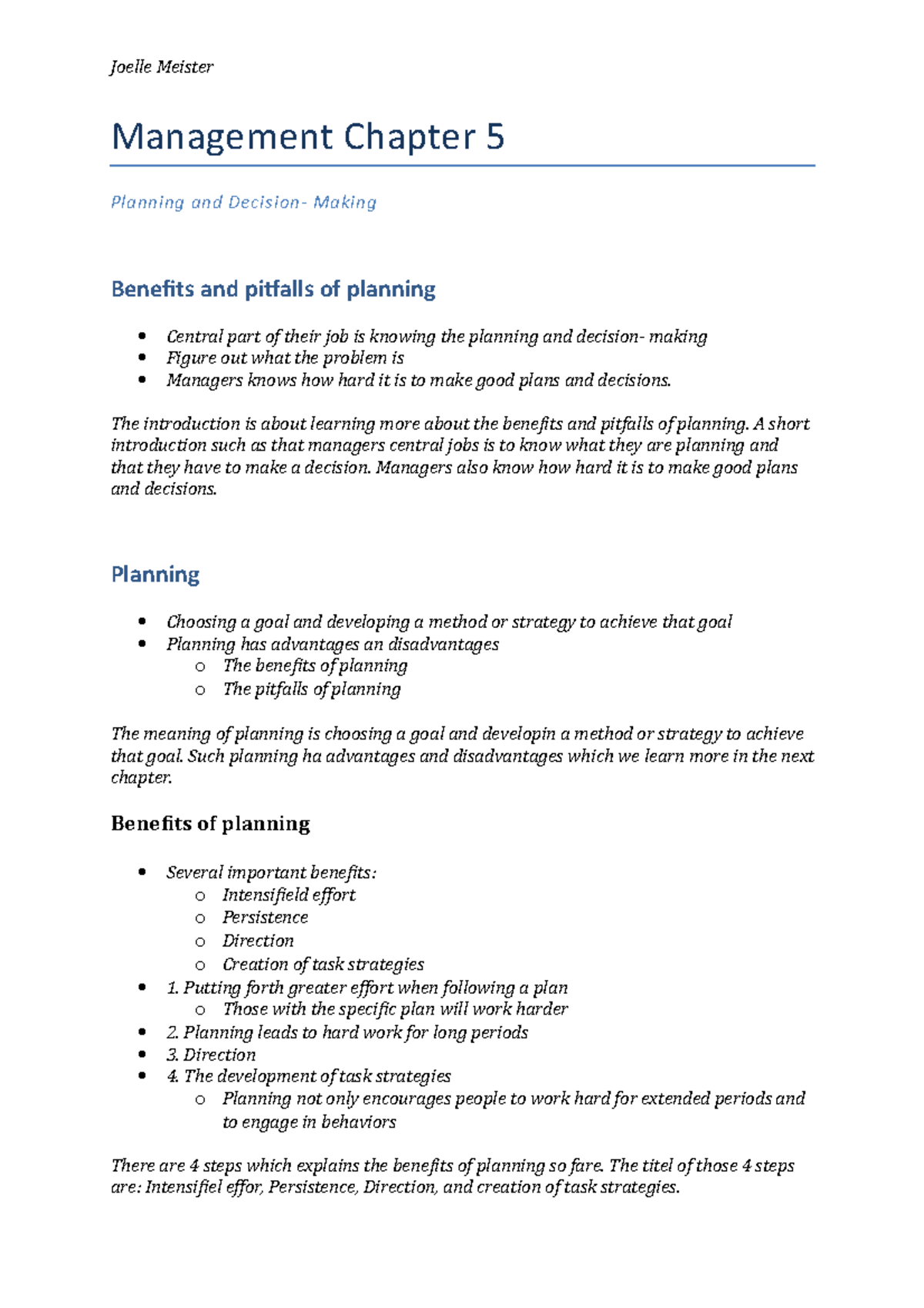 Management Chapter 5 - The introduction is about learning more about ...