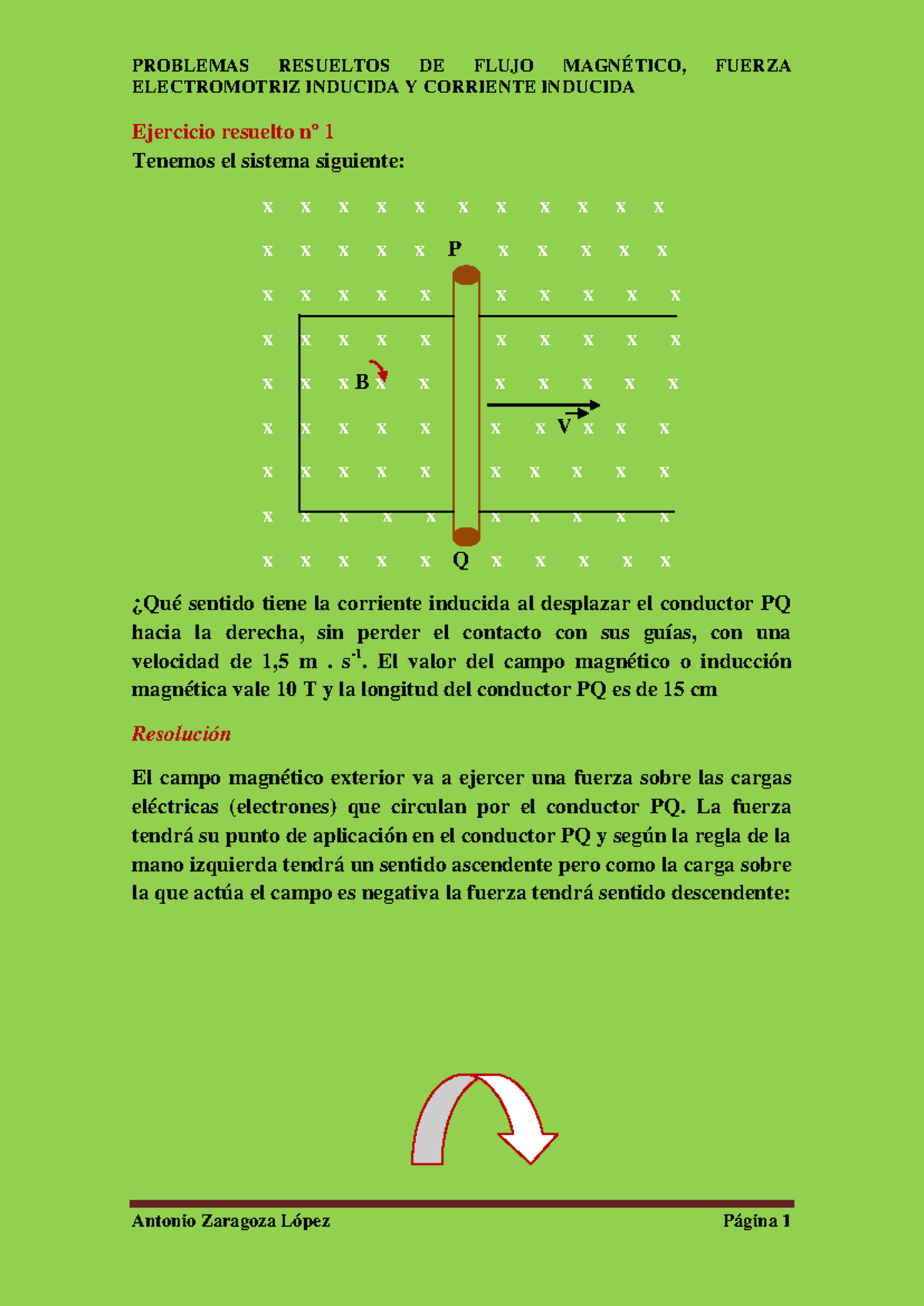 Faraday - nada - ELECTROMOTRIZ INDUCIDA Y CORRIENTE INDUCIDA Ejercicio ...