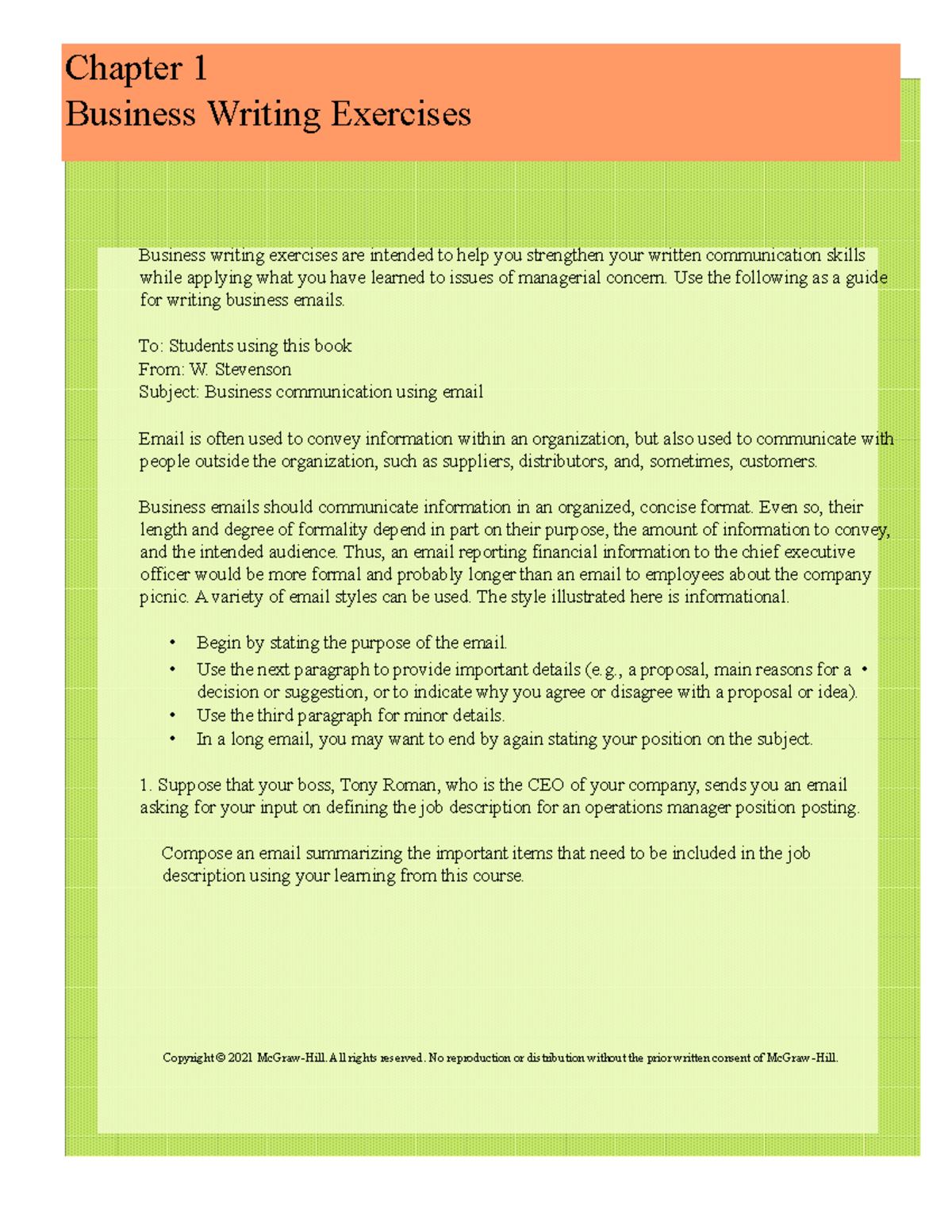 Business Writing 1 - Practice - Chapter 1 Business Writing Exercises ...