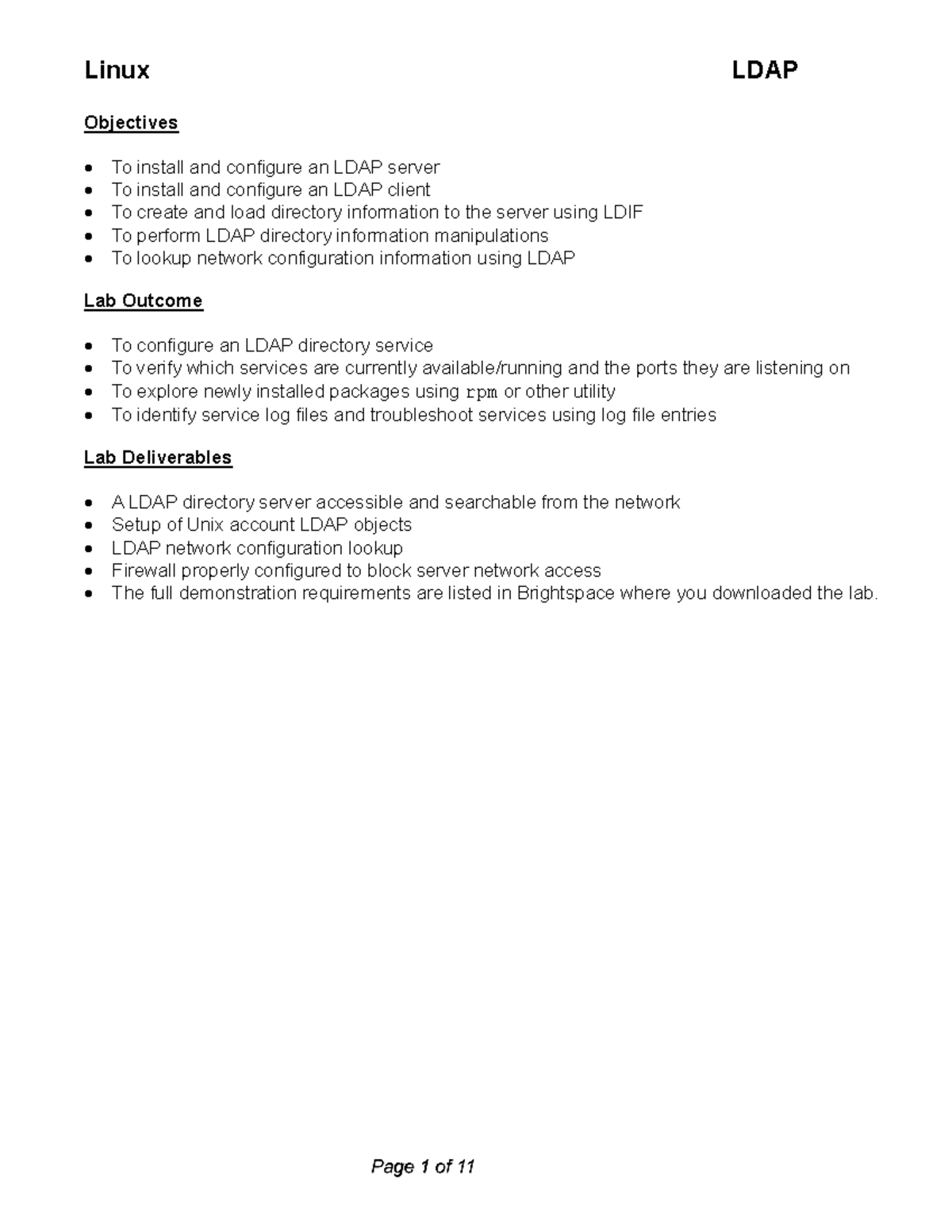 CST8246 LDAP S20 - Objectives To install and configure an LDAP server To install and configure ...