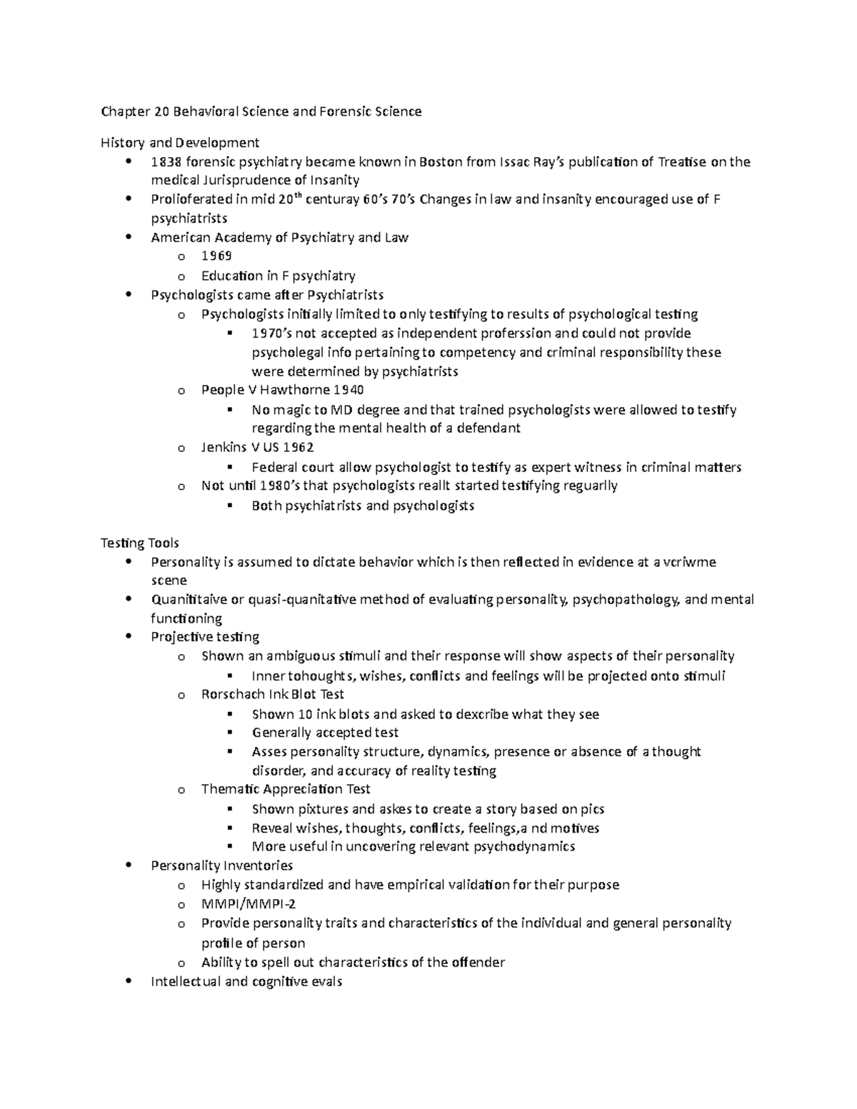 Chapter 20 Behavioral Science and Forensic Science - .. Forensic ...