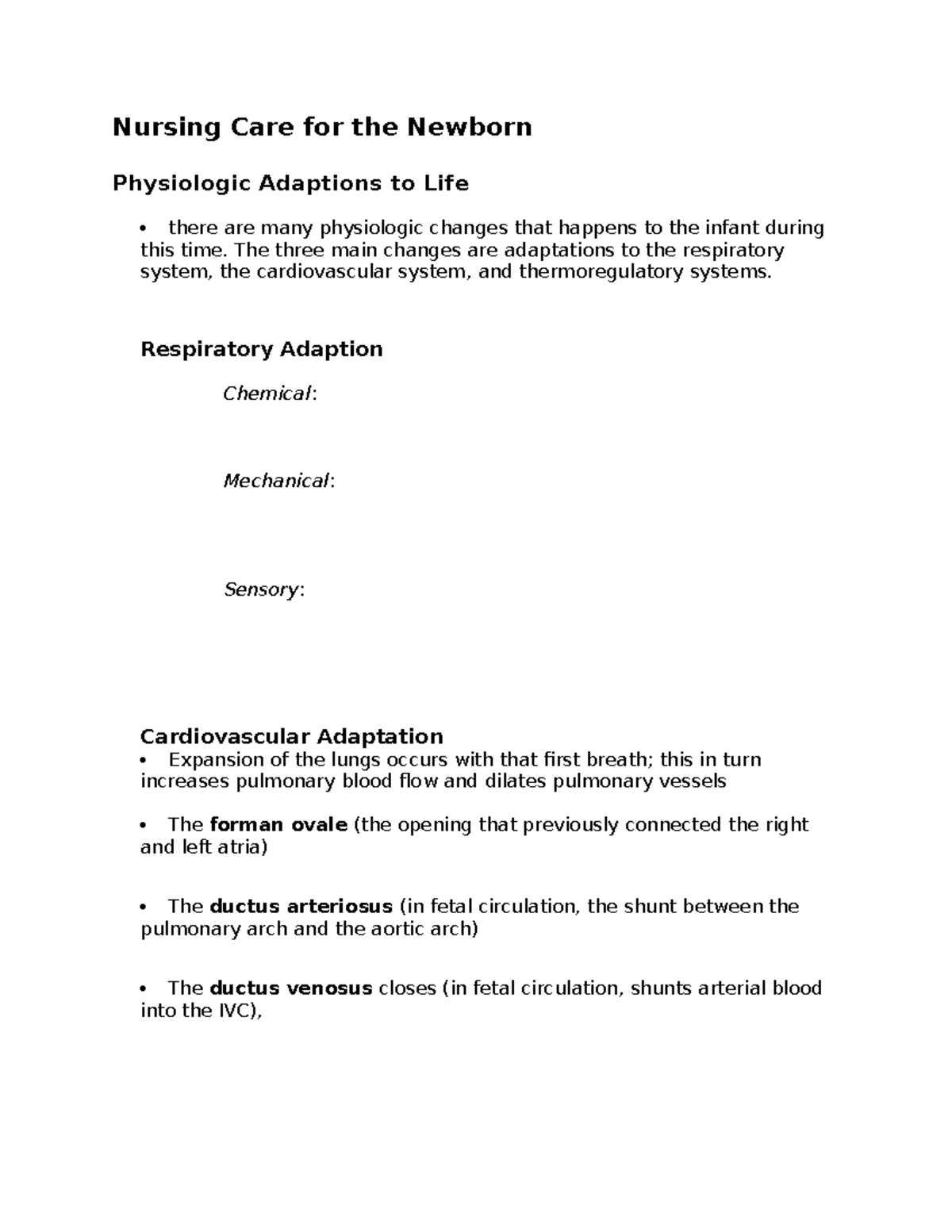 Lecture 11 Newborn Class - Nursing Care for the Newborn Physiologic ...