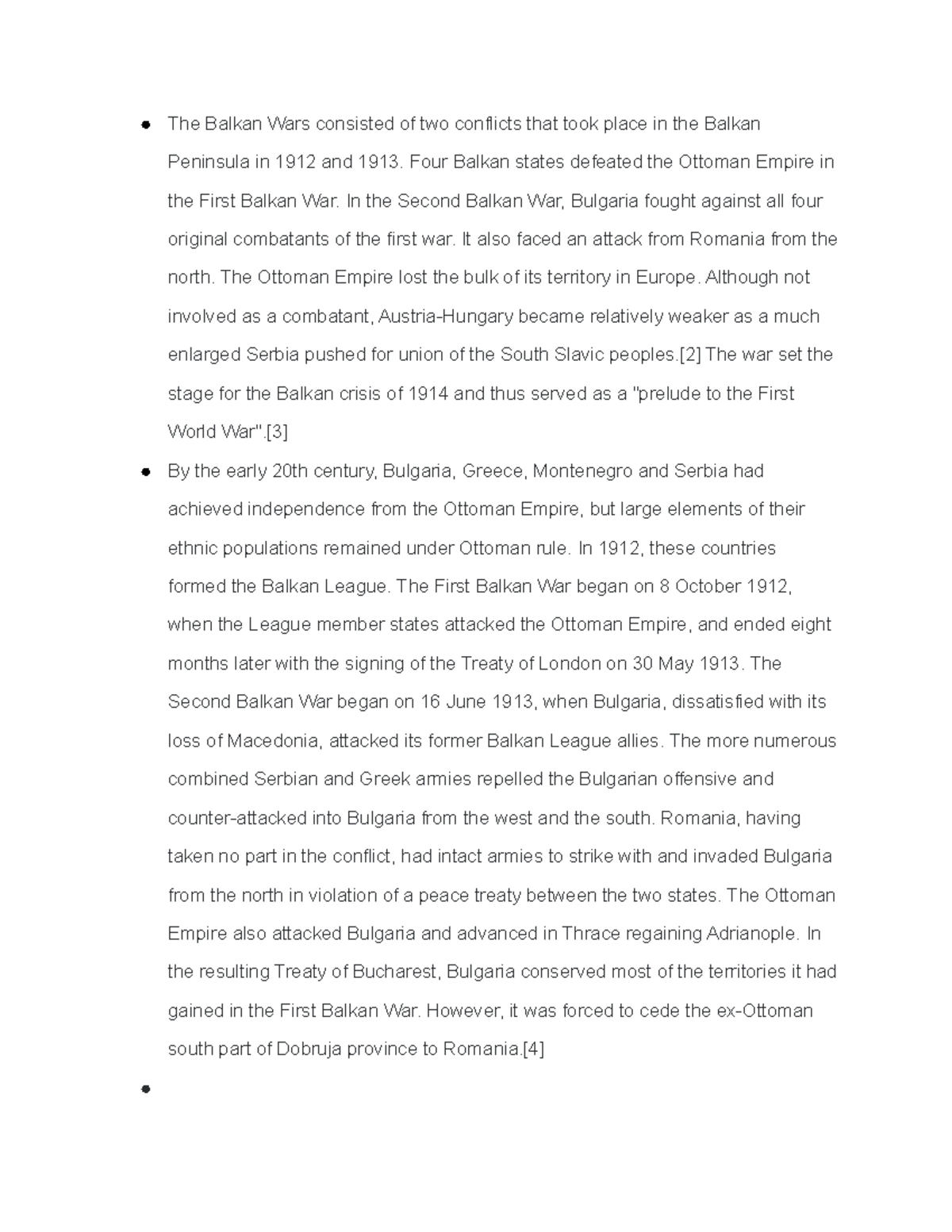 Hist. Notes Lecture 7.5 Powerpoint notes - The Balkan Wars consisted of ...