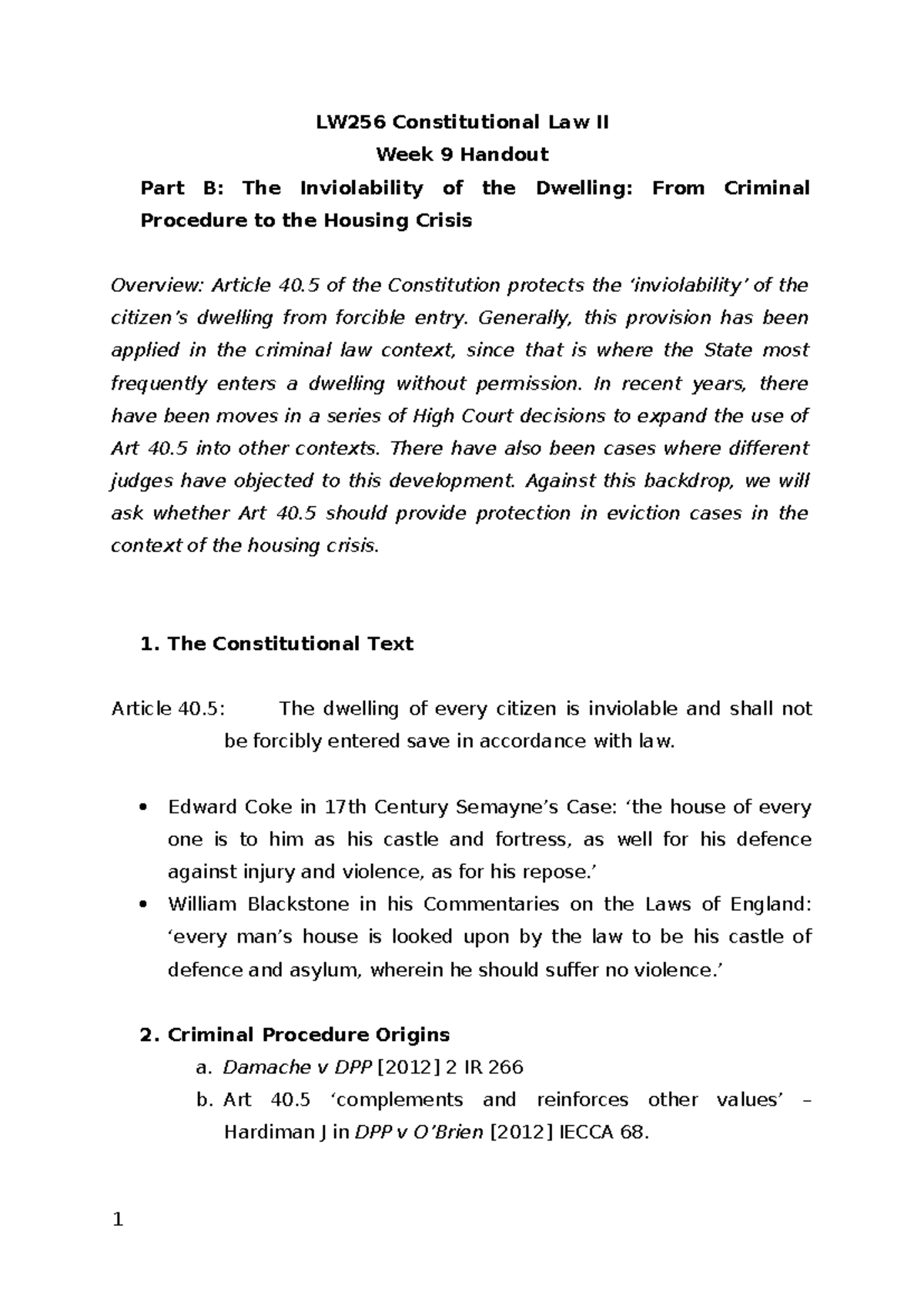 Handout Pt. 2 - Art 40 - LW256 Constitutional Law II Week 9 Handout ...