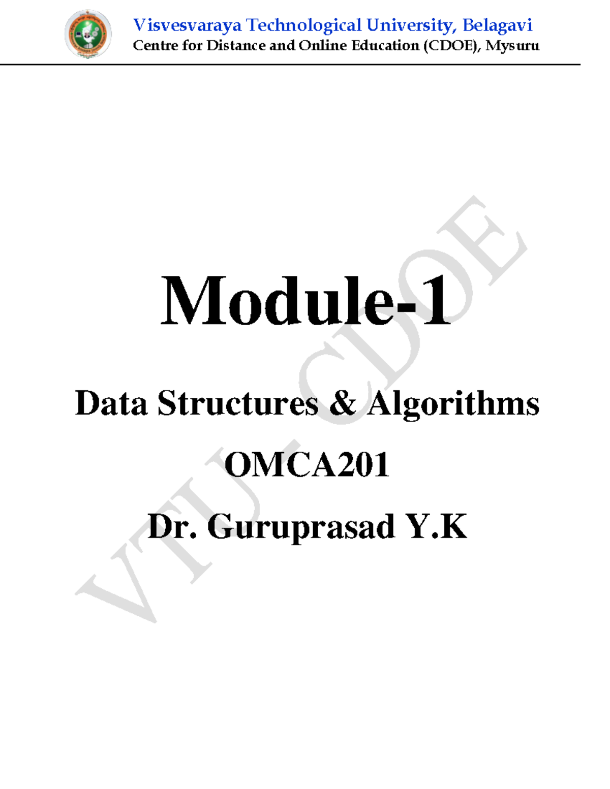 Module-1 Dr - oNLINE mca Subject - Centre for Distance and Online Education (CDOE), Mysuru ...