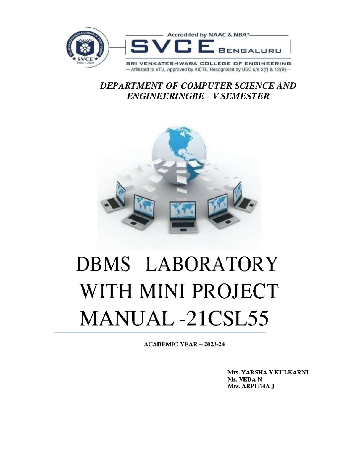 DBMS-21CSL55 Lab Manual with 3 varients 2023-24 - DEPARTMENT OF COMPUTER SCIENCE AND ...