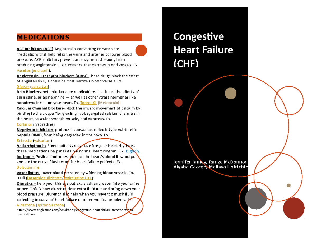 CHF Project Booklet - CHF Pamphlet for presentation. - MEDICATIONS ACE ...