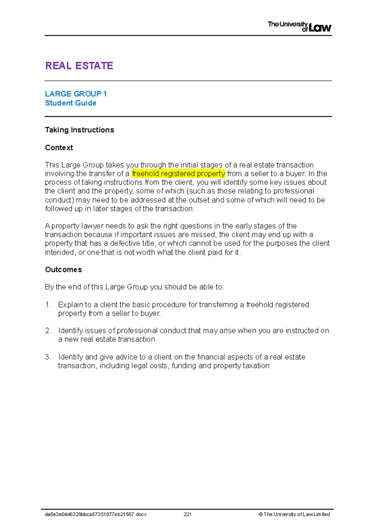 2223 re lg01 ce01 student guide - REAL ESTATE LARGE GROUP 1 Student ...
