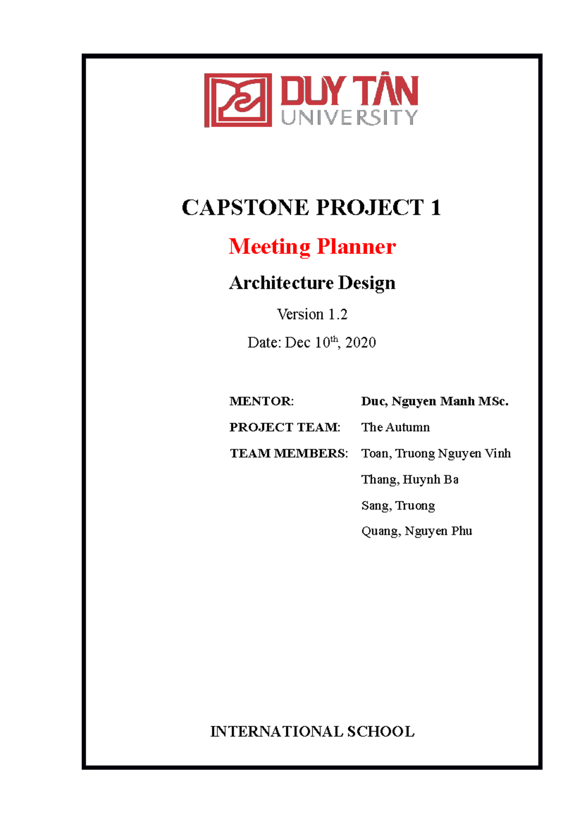 [MP] Architecture Design ver1.2 - Copy - CAPSTONE PROJECT 1 Meeting ...