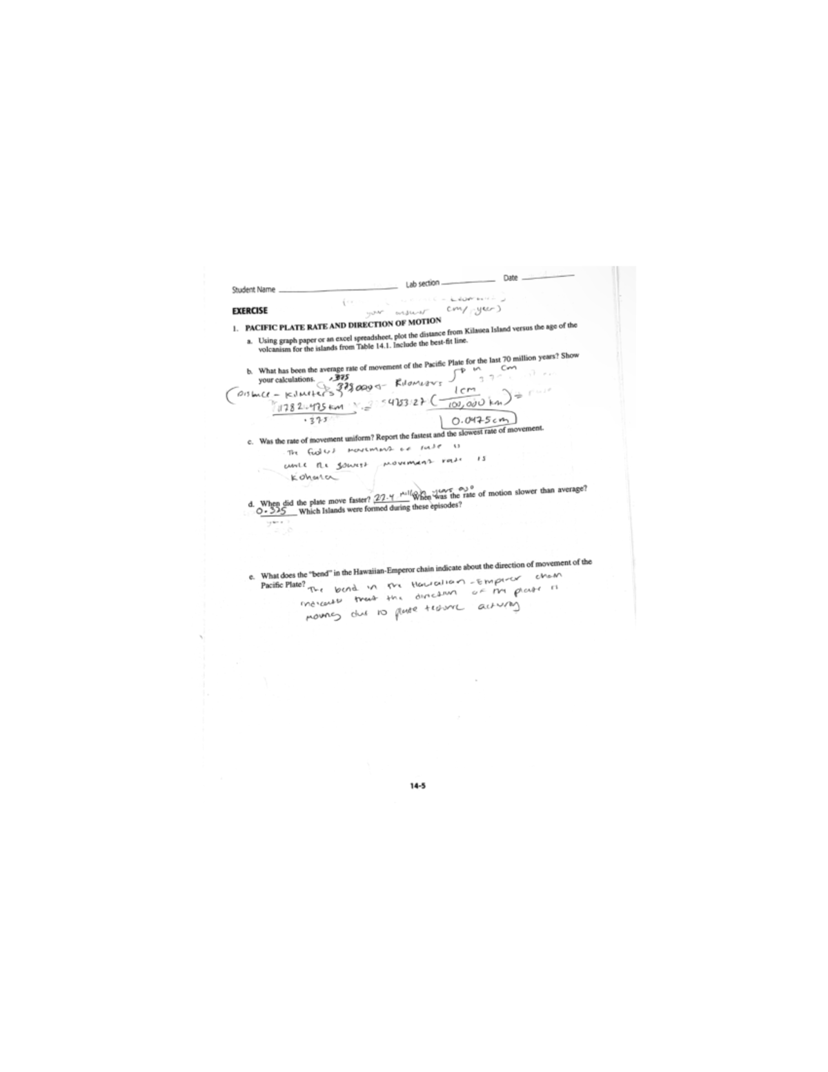 Lab 13 - pdf version - Student Name Lab section Date EXERCISE alon your ...