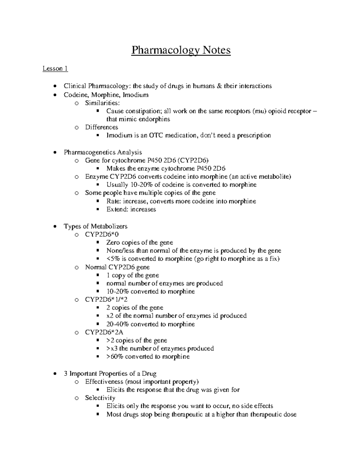 Pharmacology Notes PDF - Pharmacology Notes Lesson 1 Clinical ...