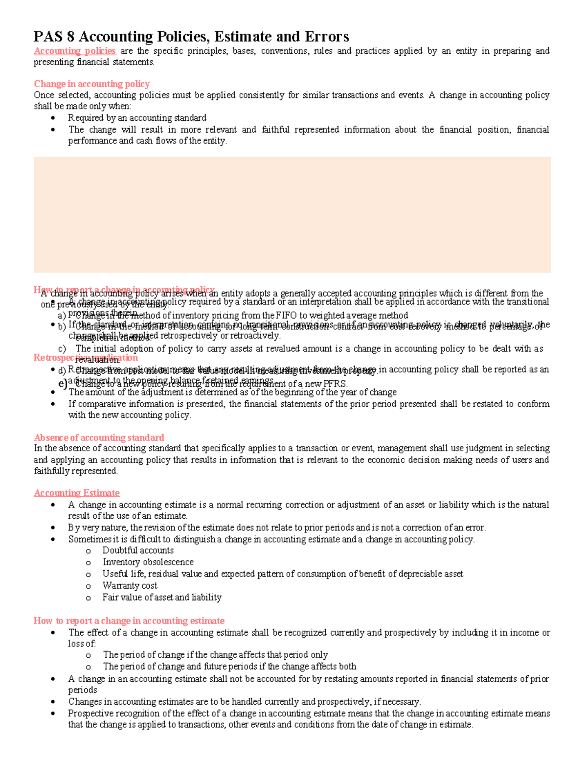 Pdfcoffee - Practice materials - PAS 8 Accounting Policies, Estimate ...