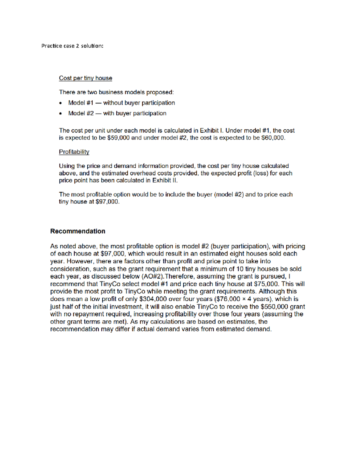 Practice case 2 solution york - ADMS 4520 - Practice case 2 solution ...