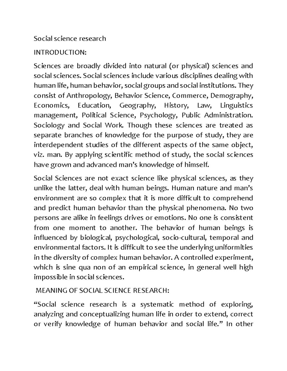Social Science Research-Methodology - Social science research ...