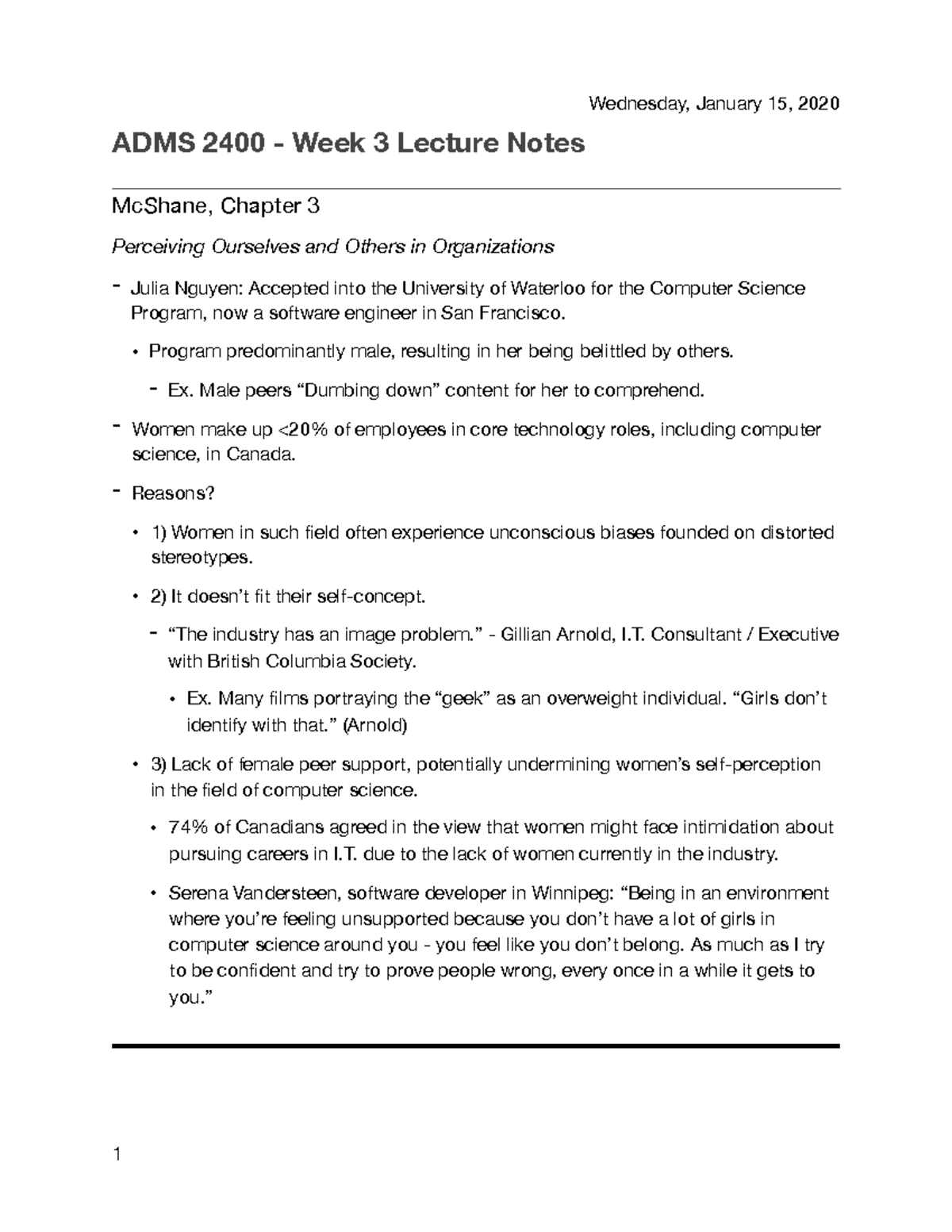 ADMS 2400 - Week 3 Lecture Zoom Notes - Wednesday, January 15, 2020 ...